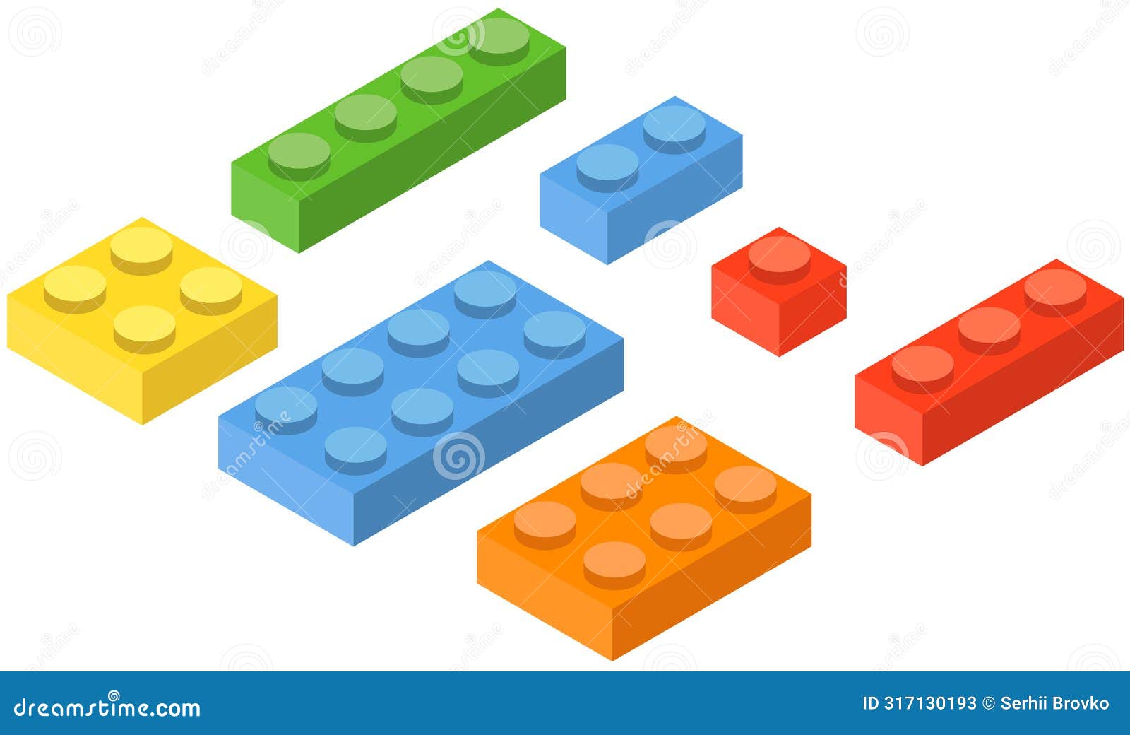 Set of Blocks Building Toy Colored Brick. Toy Bricks. 3d Design Stock ...