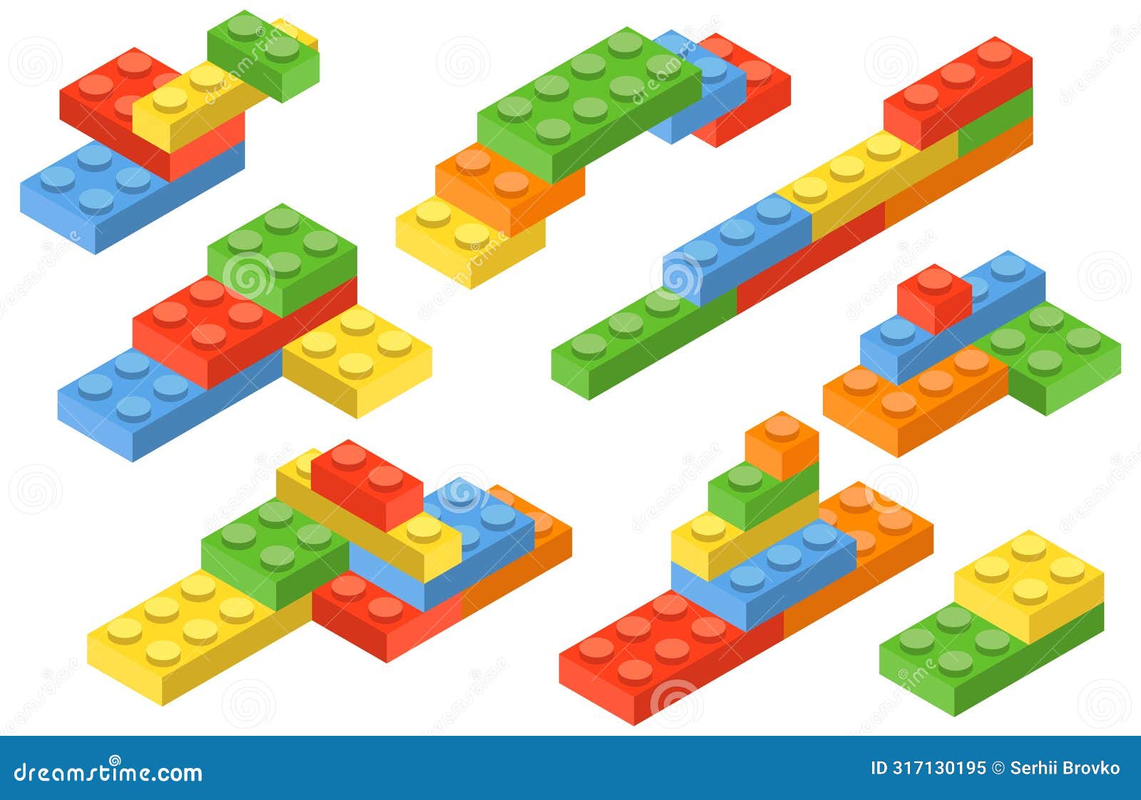 Set of Blocks Building Toy Colored Brick. Toy Bricks. 3d Design Stock ...