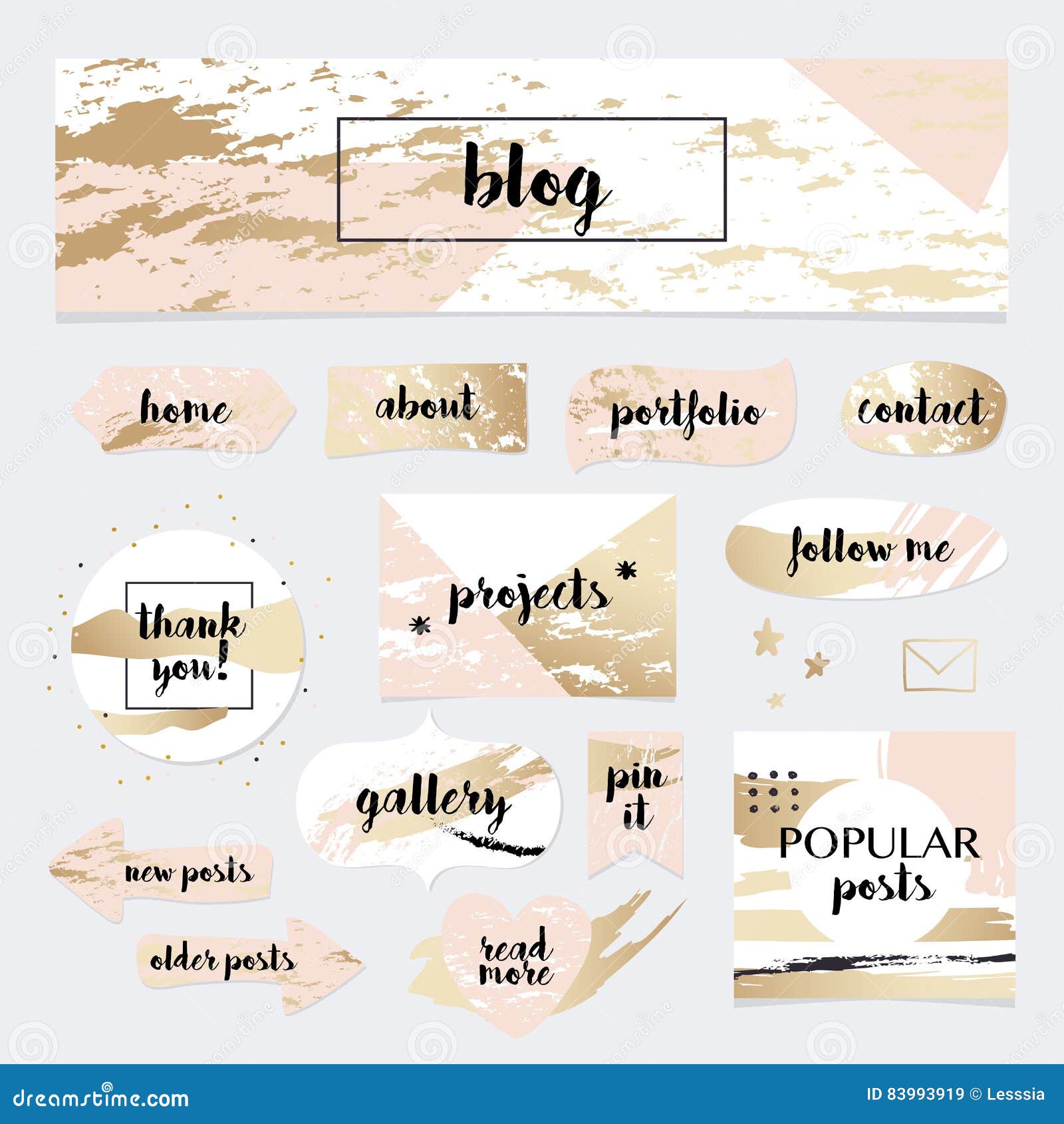 A Set of Blog Design Elements Kit. Frames, Dividers, Decorative Stock ...