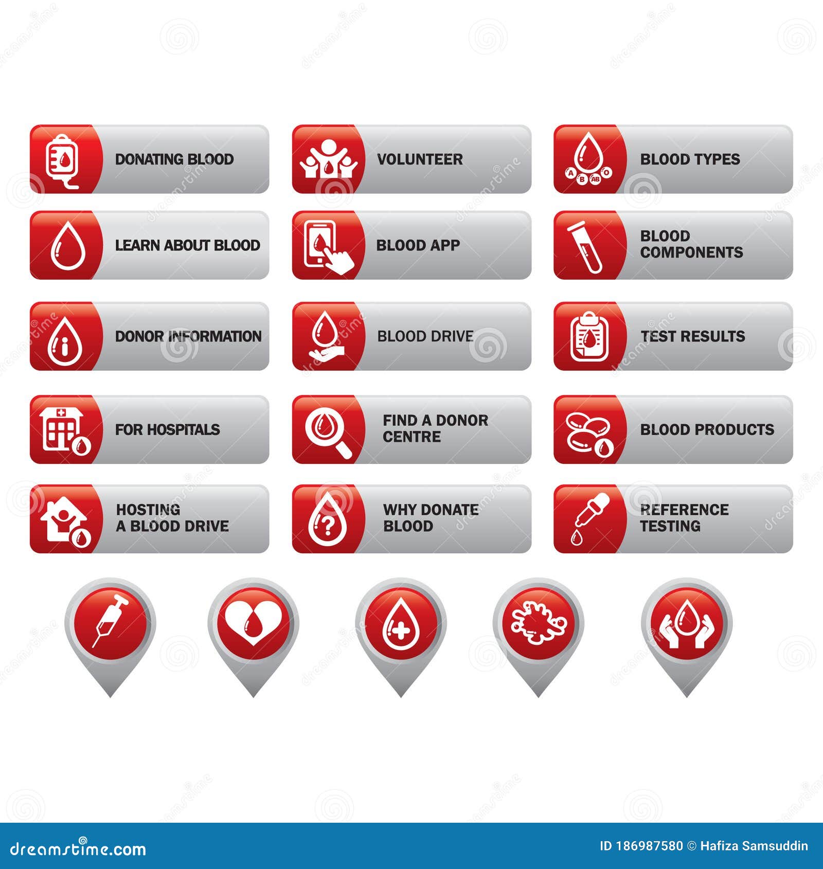 Set of Blood Information Icons. Vector Illustration Decorative Design ...