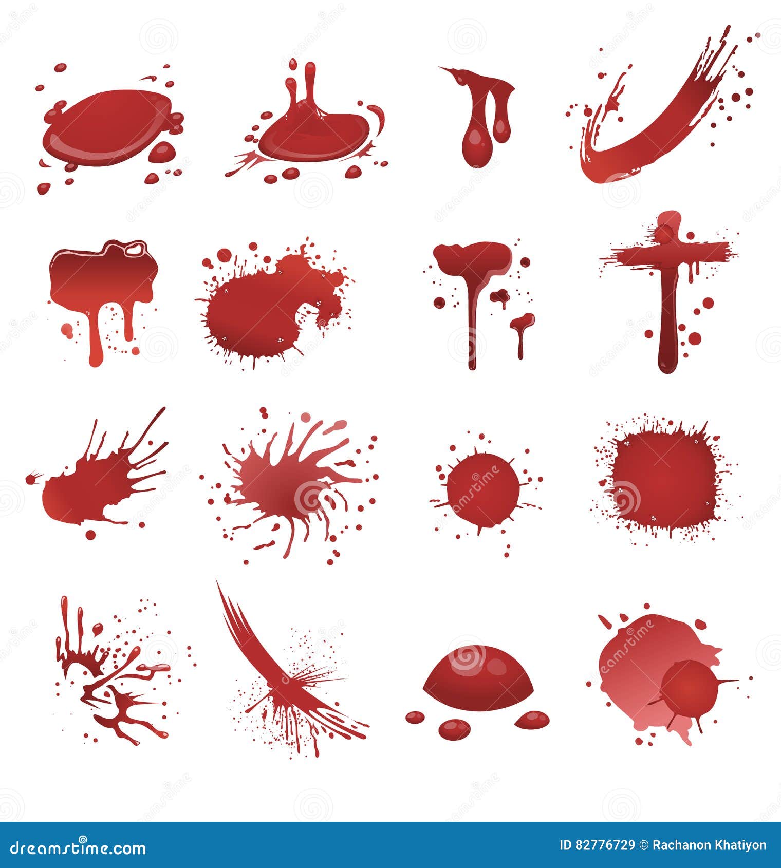 Set of Blood Splatter, Vector Illustration. Stock Vector - Illustration ...