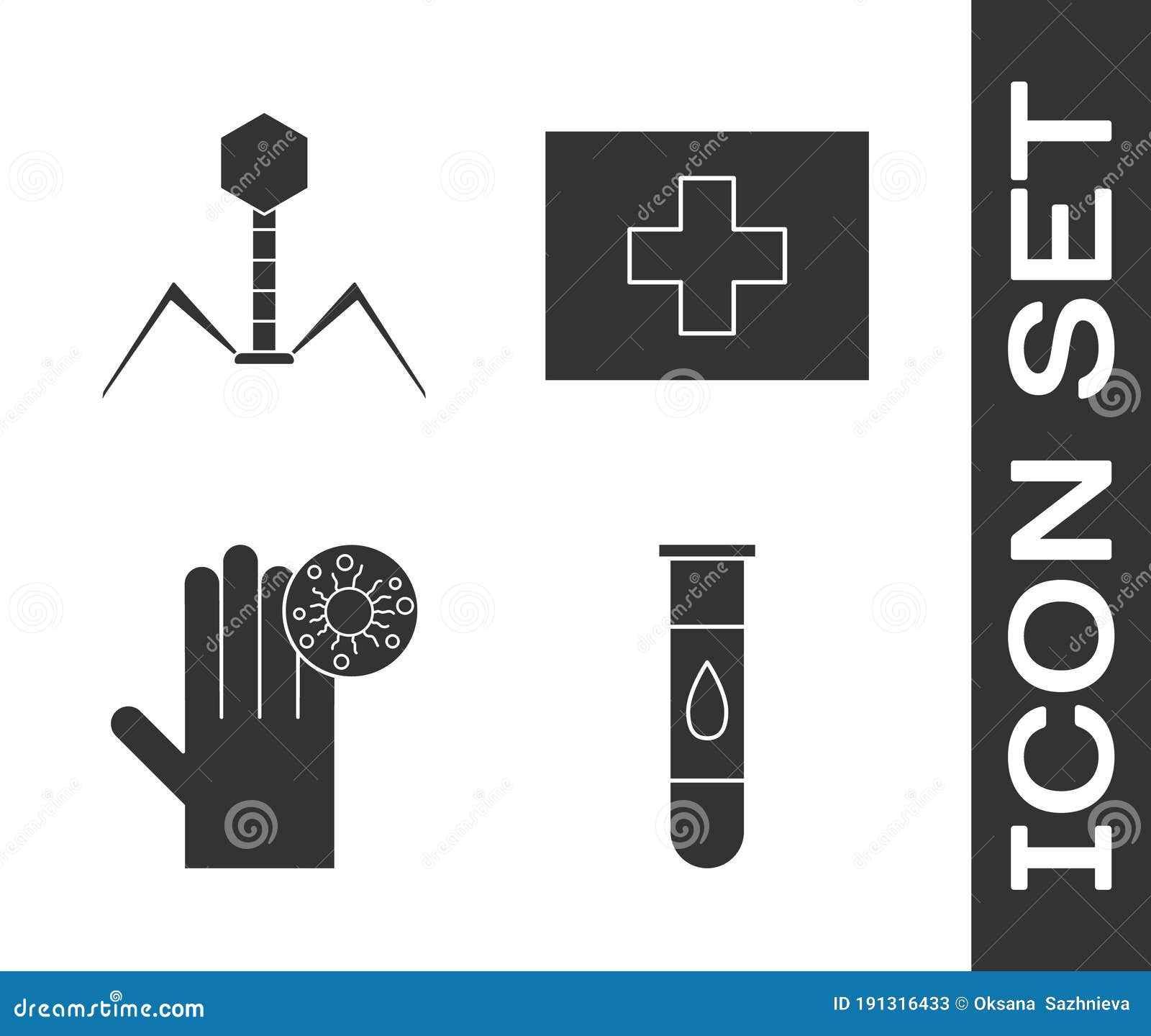 Bacteria Bacteriophage Black Line Icon. Bacterial Infection Sign ...