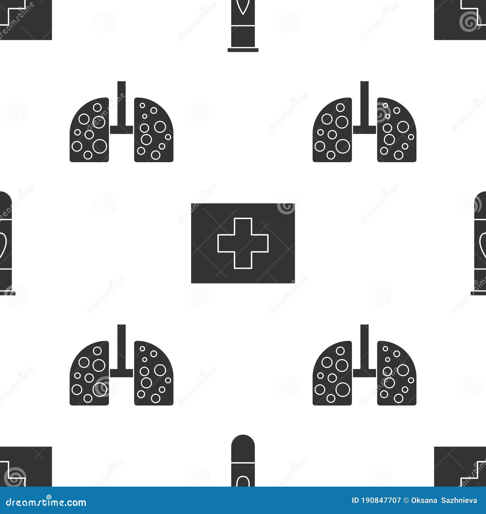 Set Blood Test and Virus, First Aid Kit and Virus Cells in Lung on ...