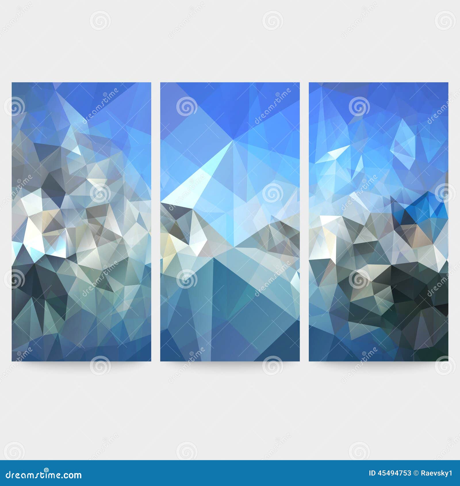 Set of Blue Abstract Backgrounds, Triangle Design Stock Vector ...