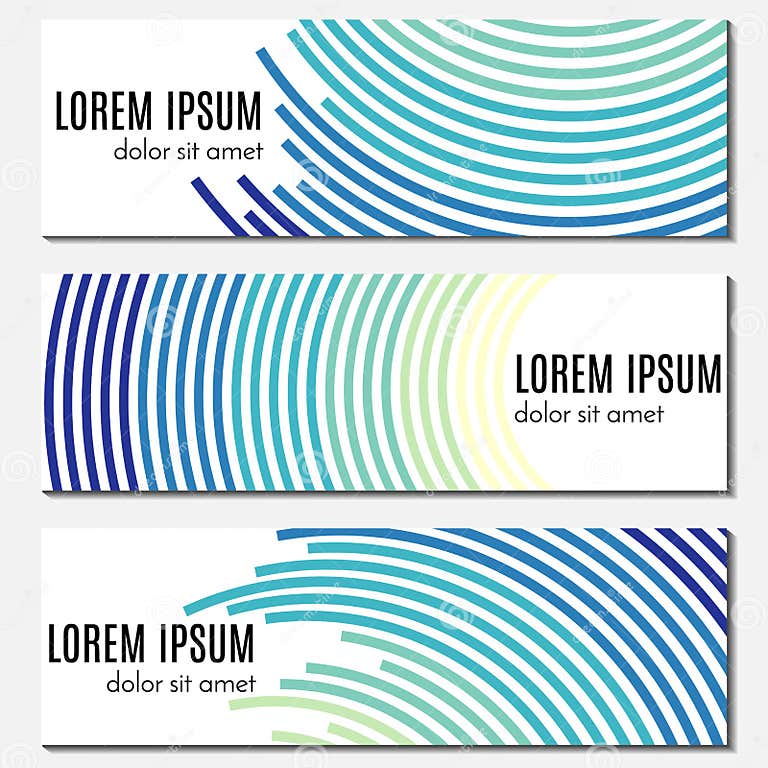 Set of Blue Abstract Header Banners with Curved Lines and Place for ...