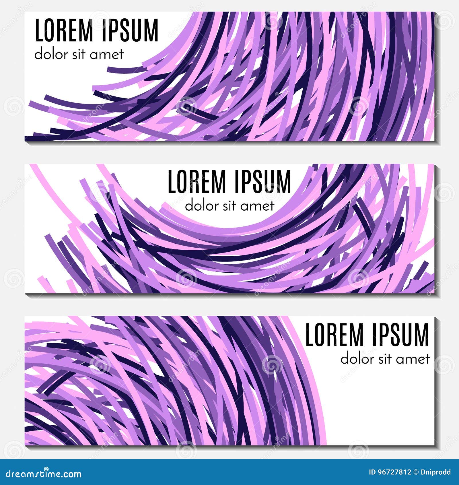 Set of Blue Abstract Header Banners with Curved Lines and Place for ...