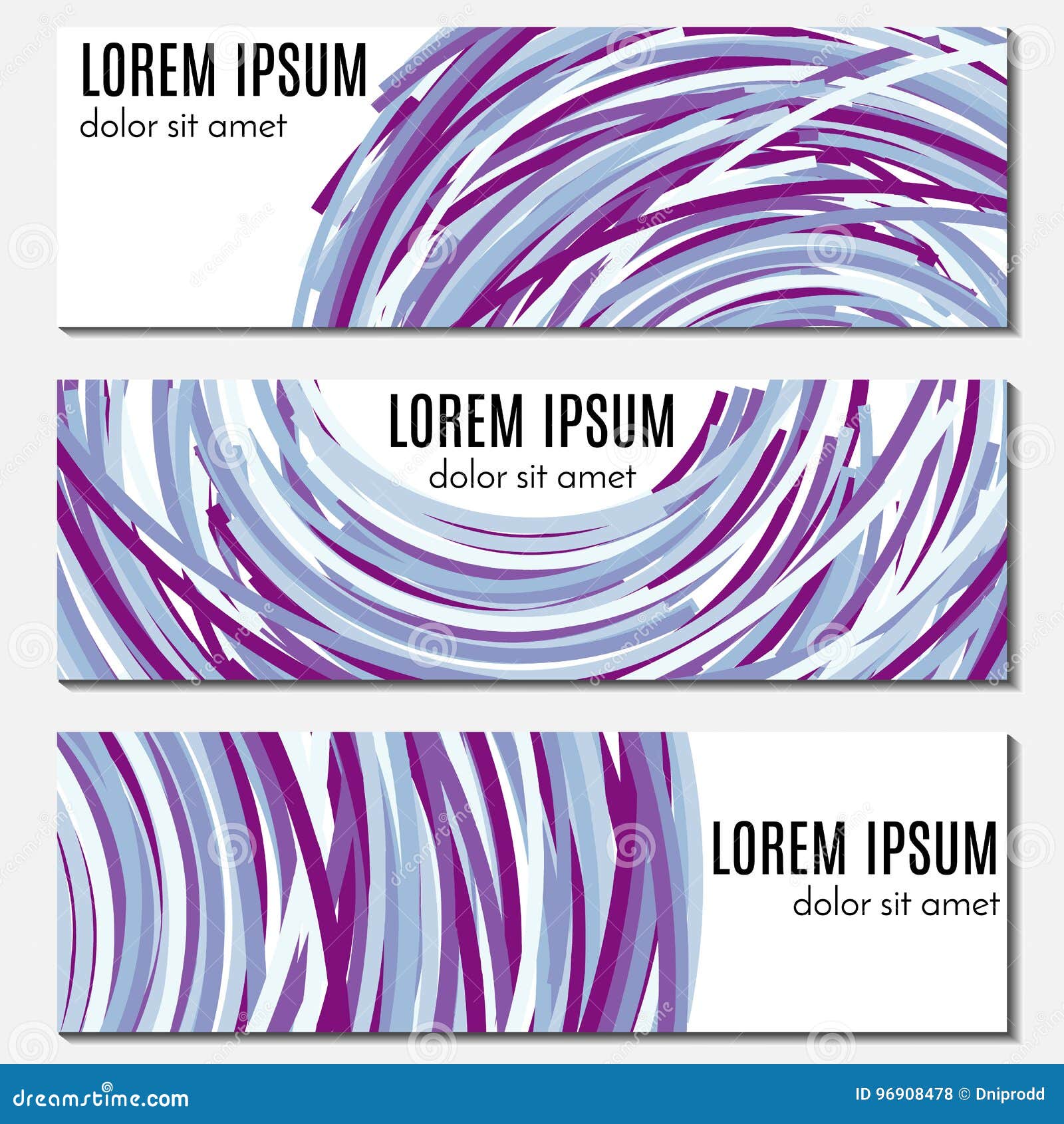 Set of Blue Abstract Header Banners with Curved Lines and Place for ...