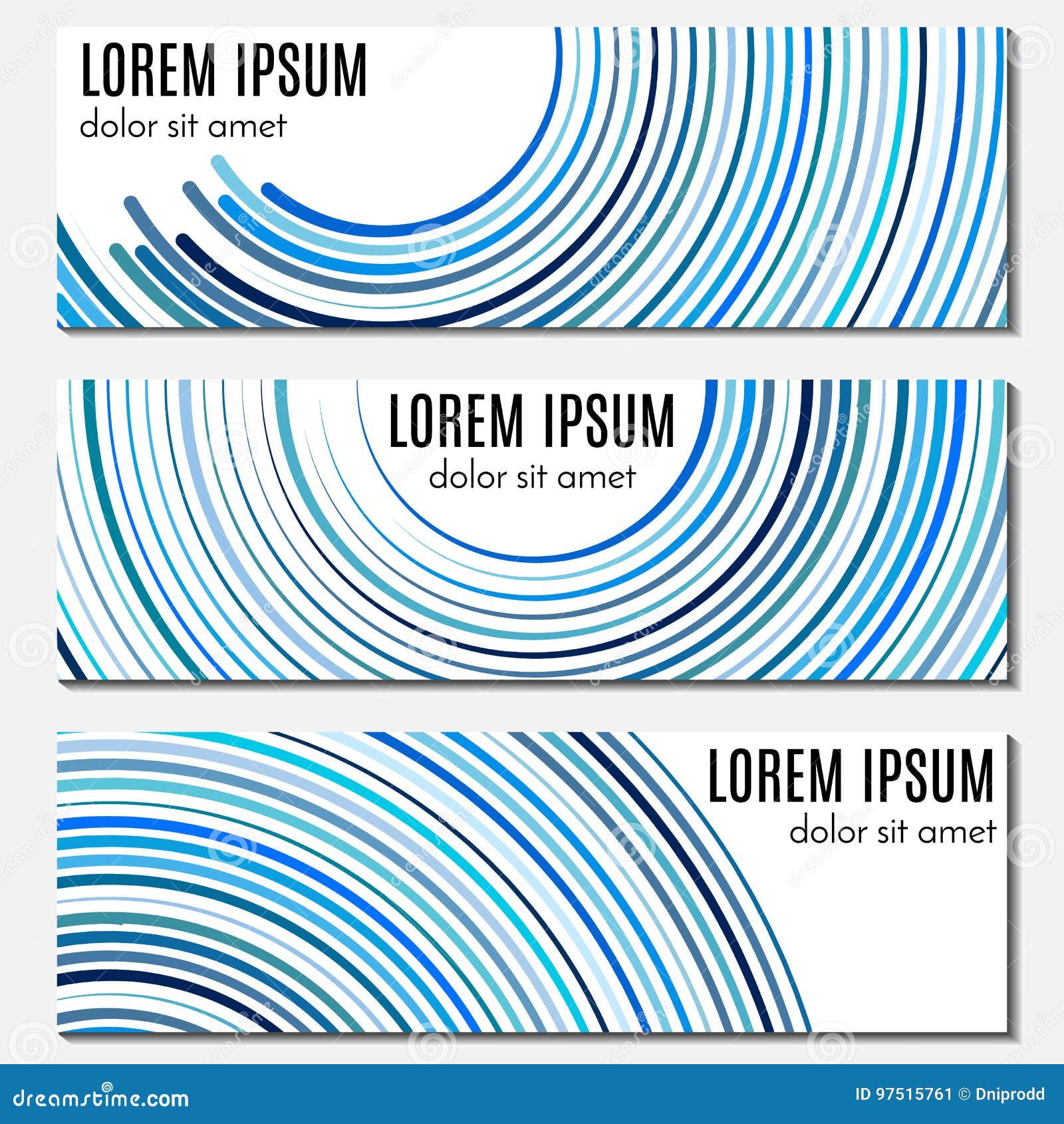 Set of Blue Abstract Header Banners with Curved Lines and Place for ...