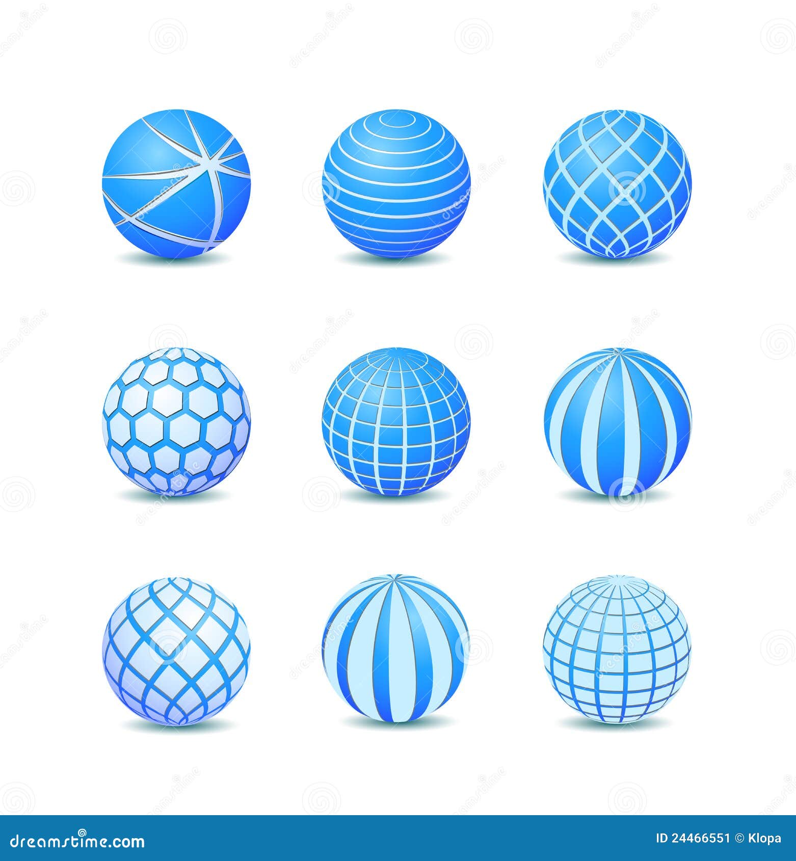 Set of Blue Abstract Round Stripe Ball Icon Stock Vector - Illustration ...