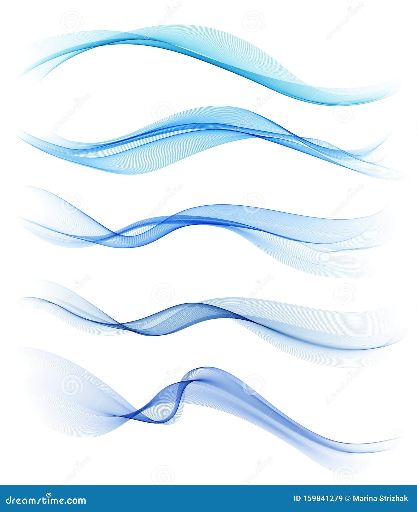 Set of Blue Abstract Wave Design Element Stock Vector - Illustration of ...