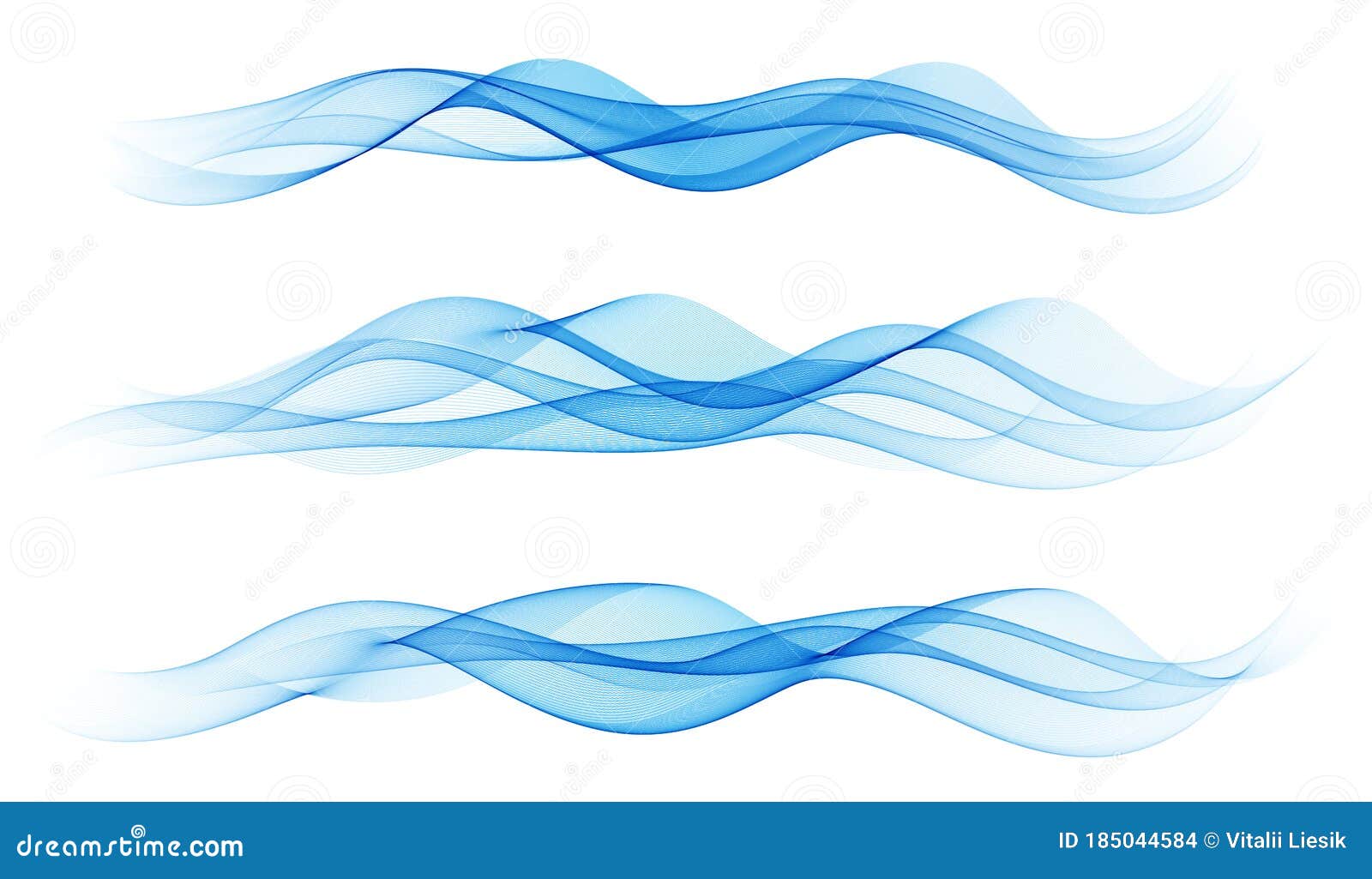 Set of Blue Abstract Wave Design Element Stock Vector - Illustration of ...