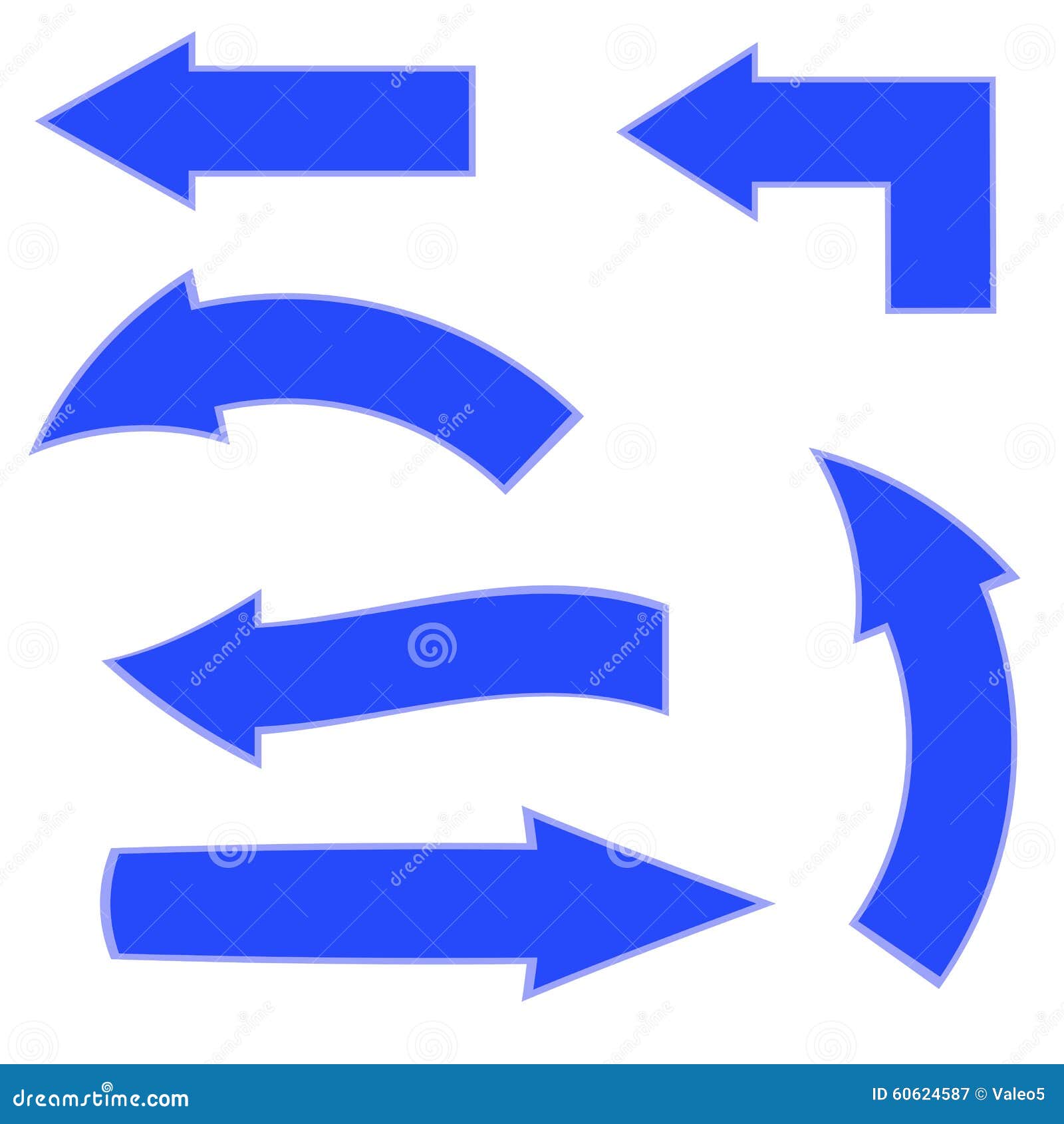 Set of Blue Arrows stock vector. Illustration of blue - 60624587