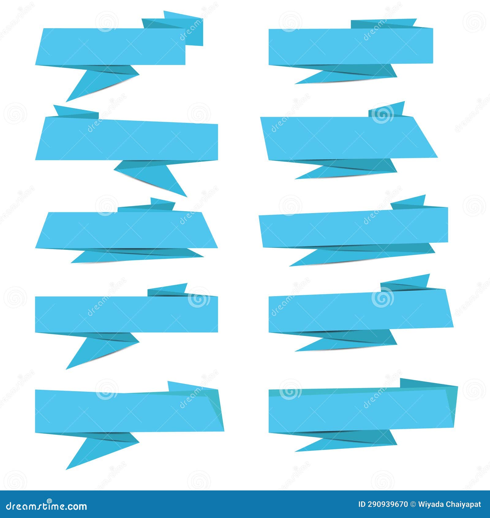 Set of Blue Banner Paper Signs with Shadows Stock Vector - Illustration ...