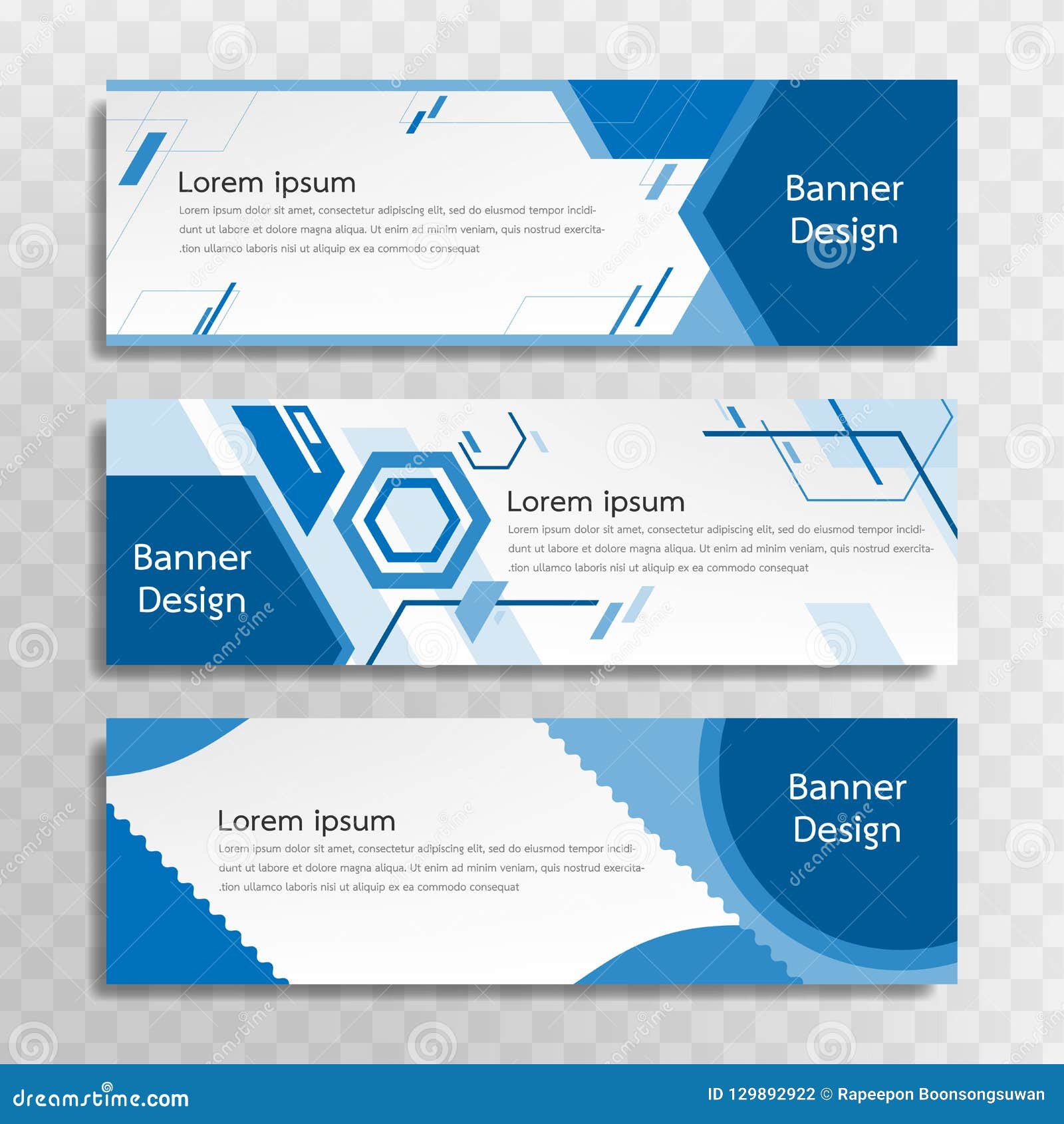 A Set of Blue Banner Templates Designed for the Web and Various ...