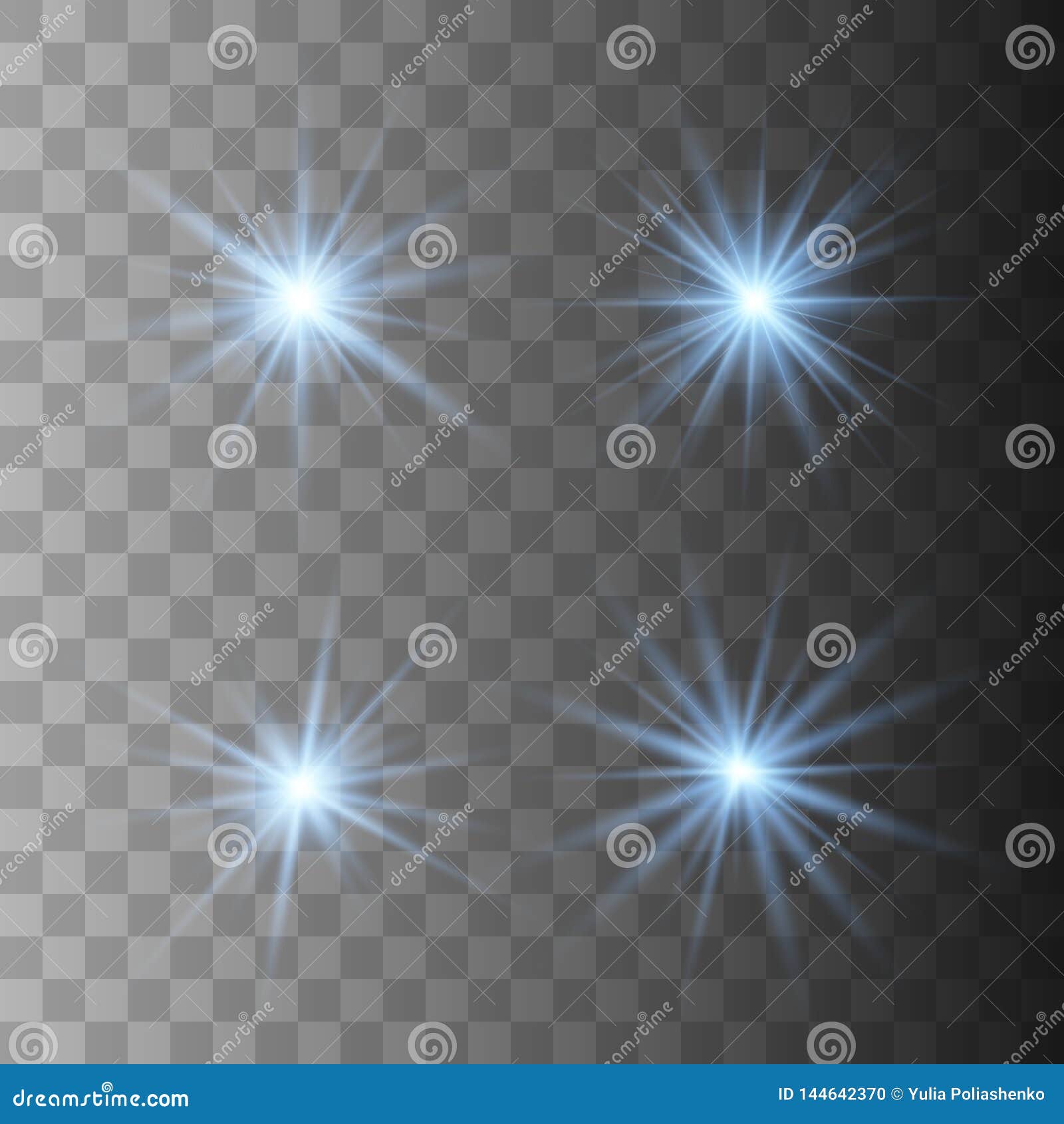 Set of Blue Beautiful Stars. Stock Vector - Illustration of burst ...