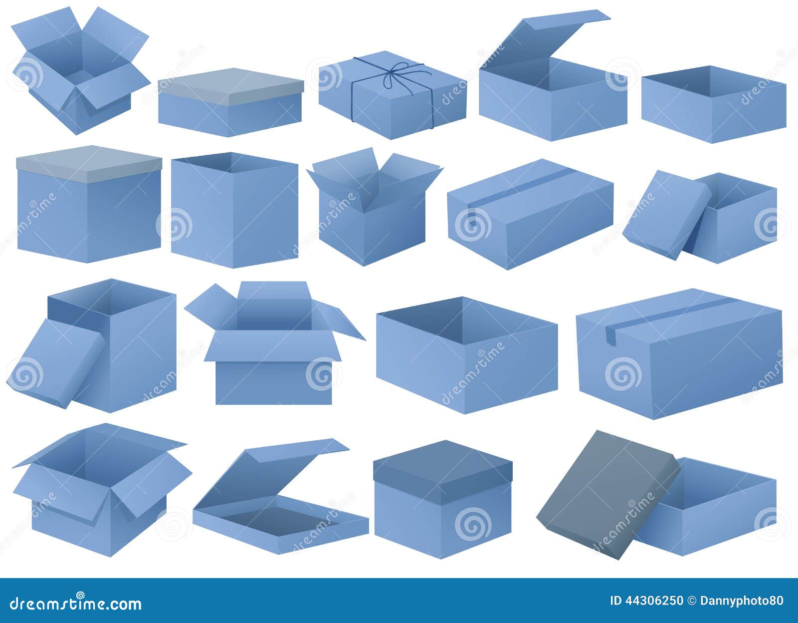 Set of blue boxes stock illustration. Illustration of card - 44306250