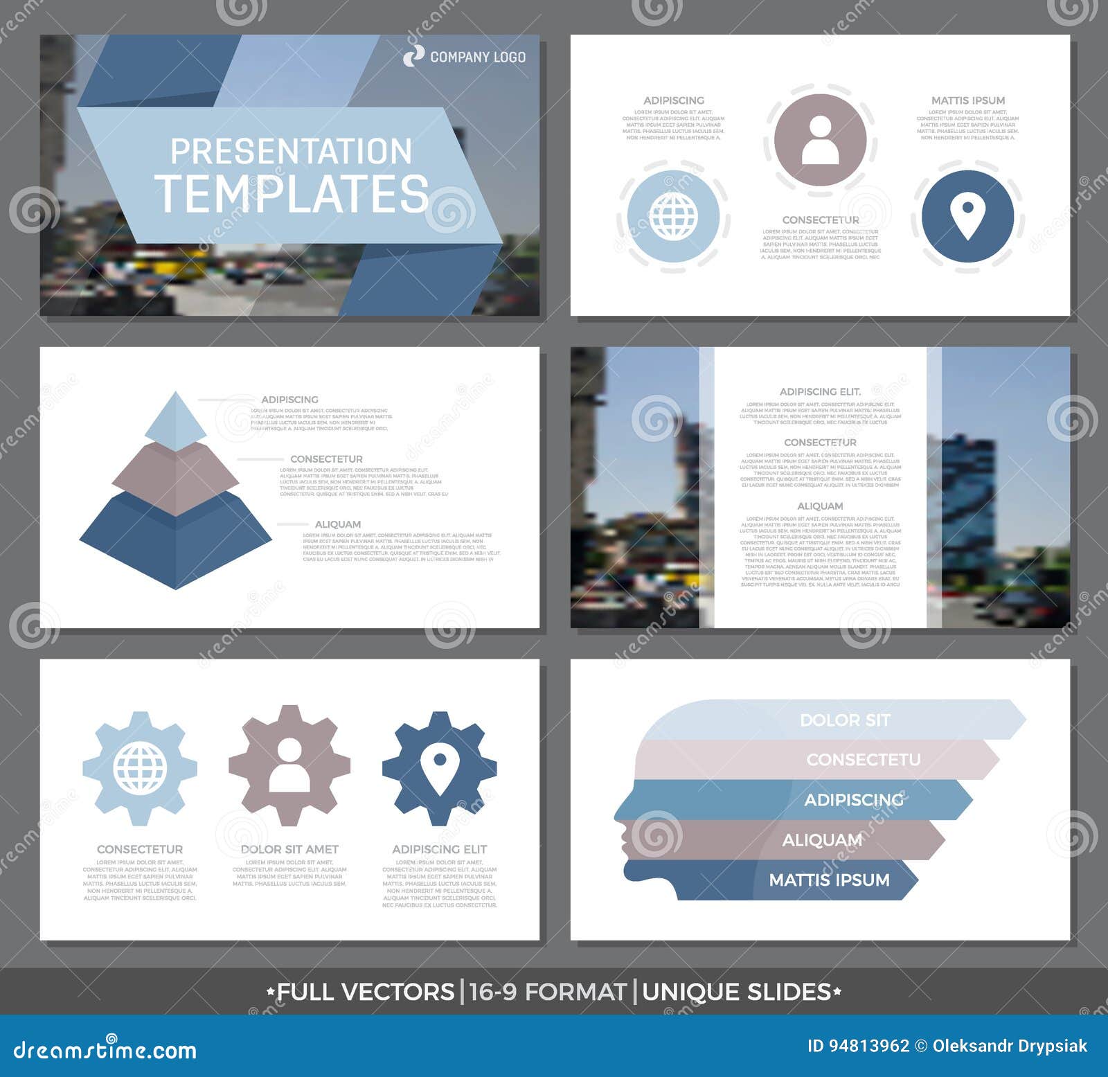 Set of Blue and Brown Elements for Multipurpose Presentation Template ...