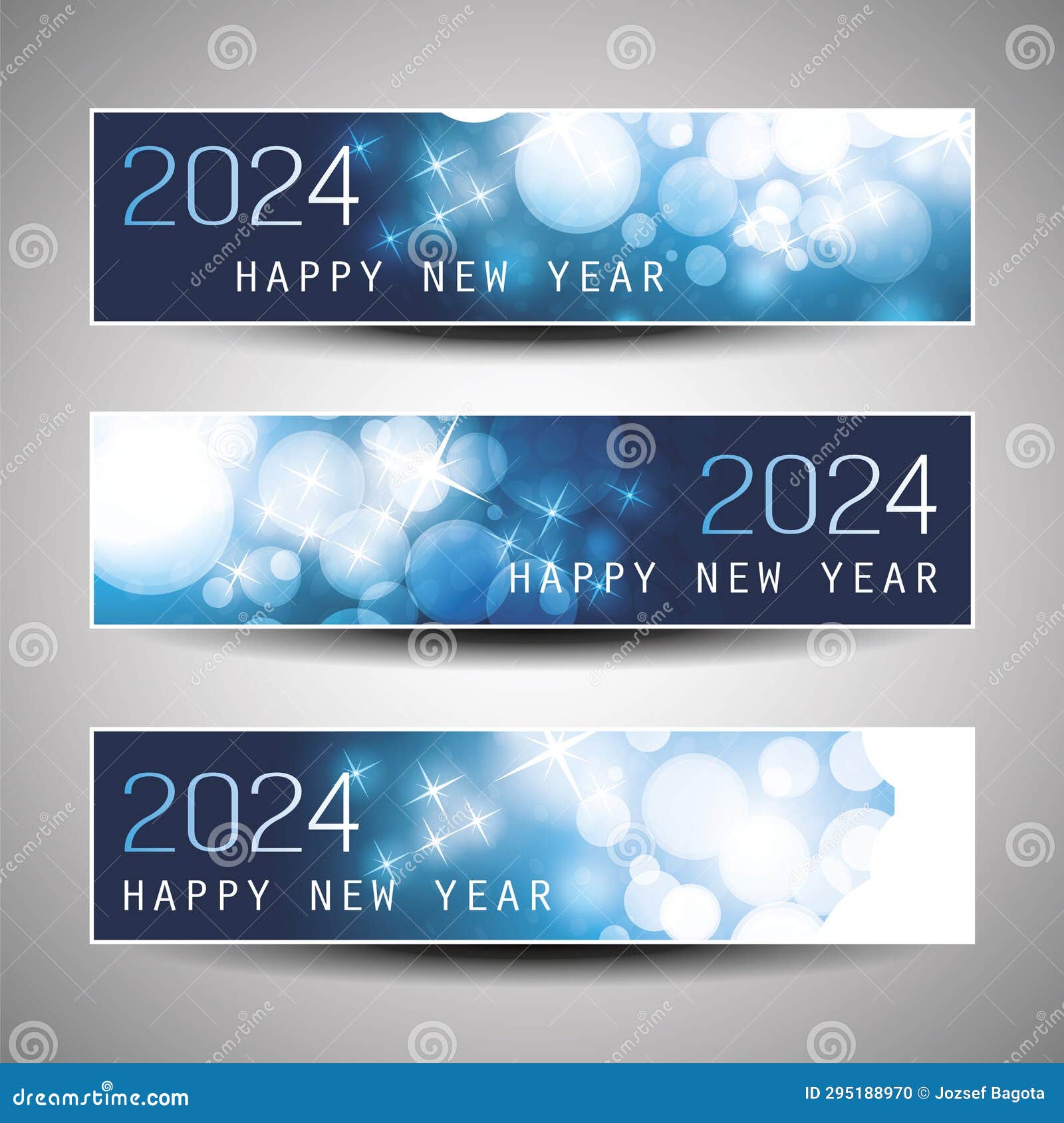 Set of Blue Bubbly Horizontal Christmas, Happy New Year Headers or ...