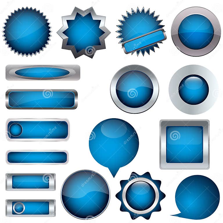 Set of blue buttons stock vector. Illustration of symbol - 26596951