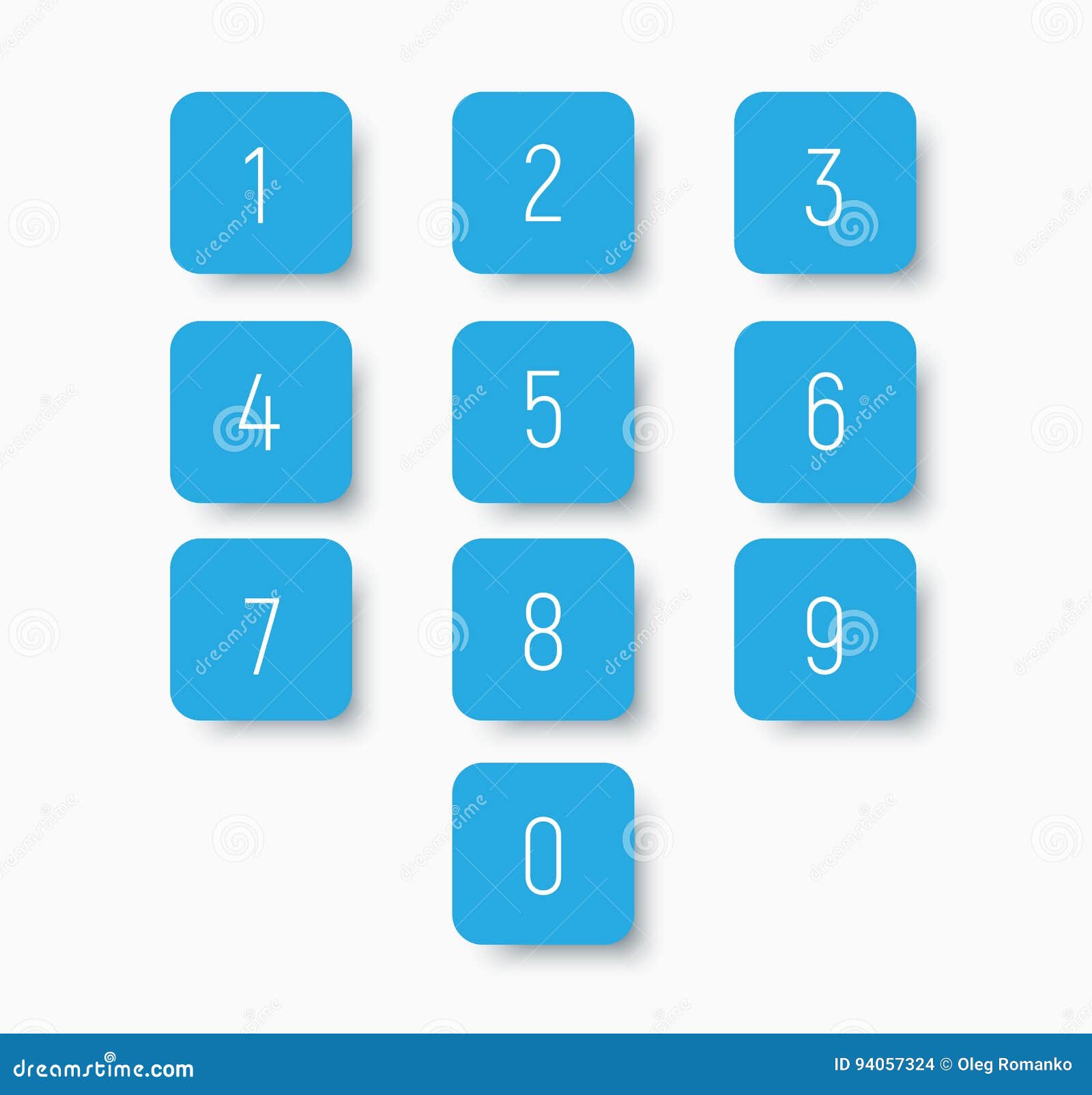 Set of Blue Buttons with Numbers from 0 To 9. Stock Vector ...