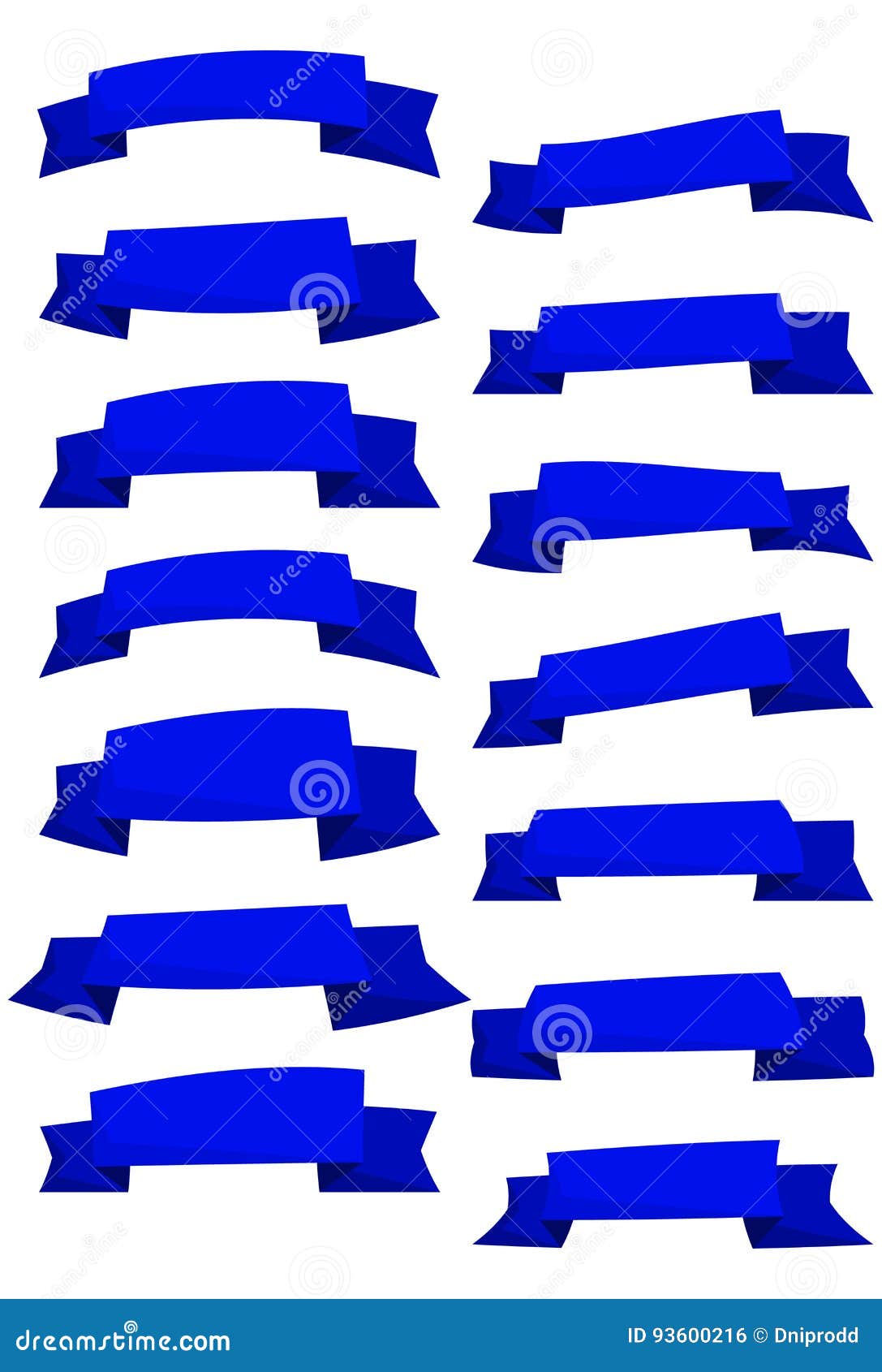 Set of Blue Cartoon Ribbons and Banners for Web Design. Stock Vector ...