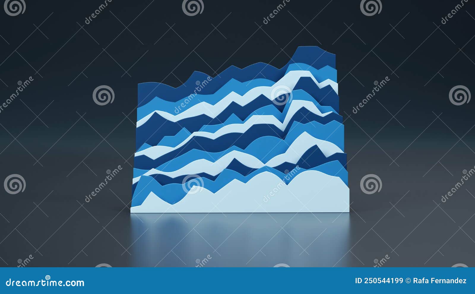 Set of Blue Charts on Dark Background. 3D Render Stock Illustration ...