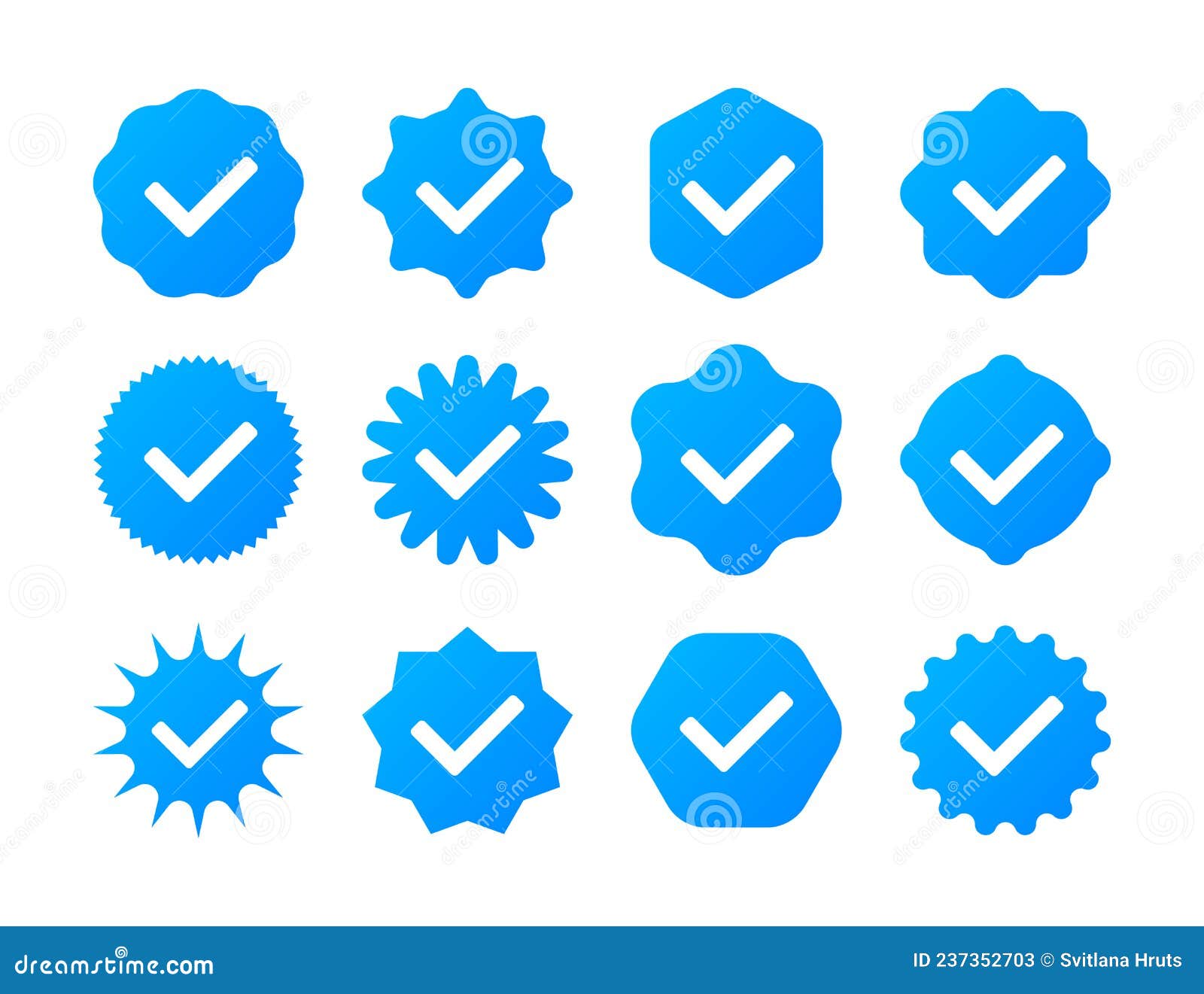 Set of Blue Check Mark Badge Icons. Verification Icons Collection ...