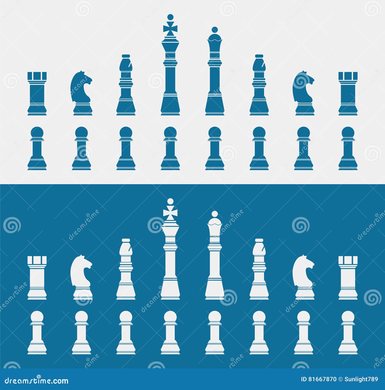 Set of blue Chess icons stock illustration. Illustration of move - 81667870