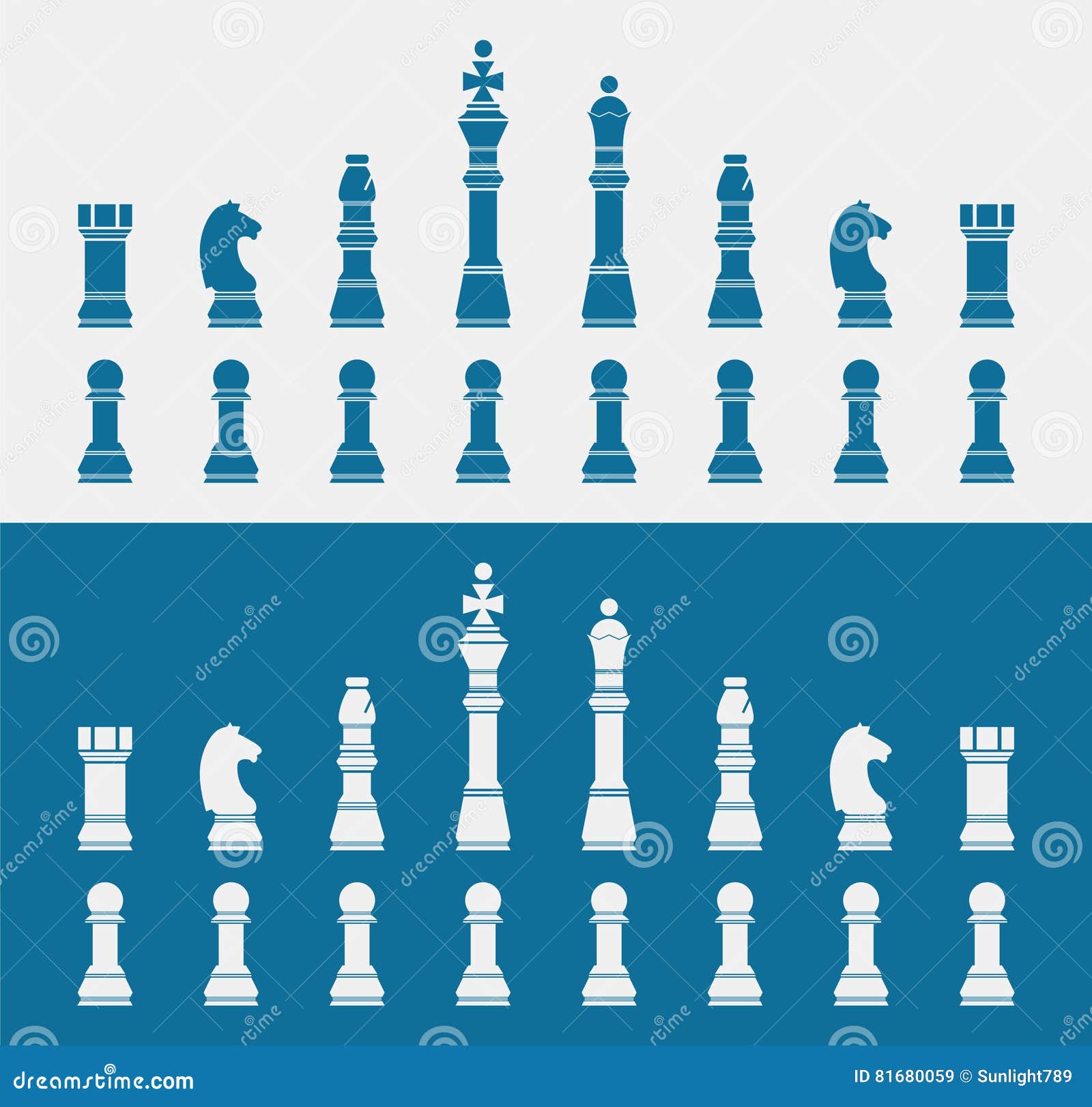 Set of blue Chess icons stock illustration. Illustration of bishop ...