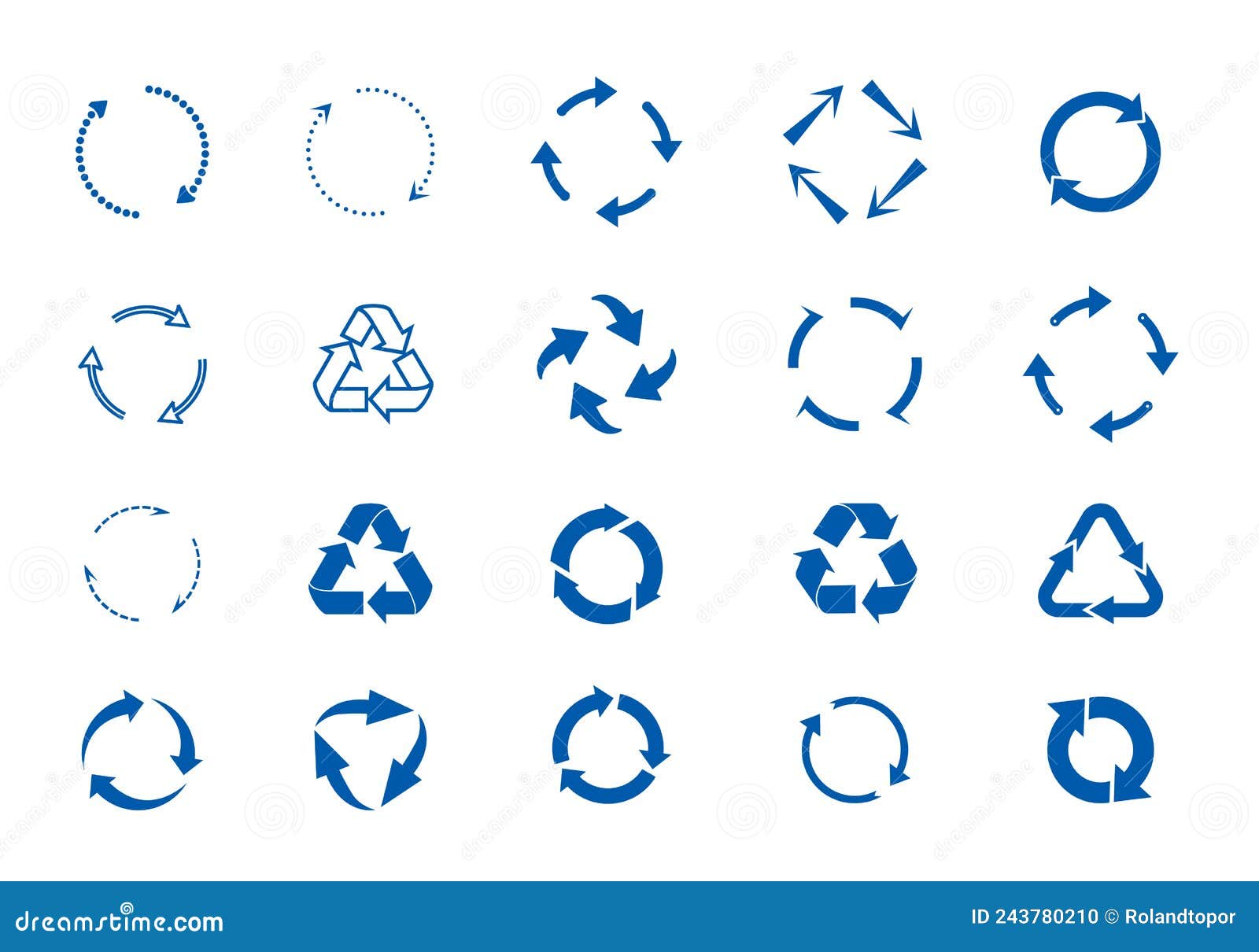 Set of Blue Circle Arrows on White Background. Vector Icons Stock ...