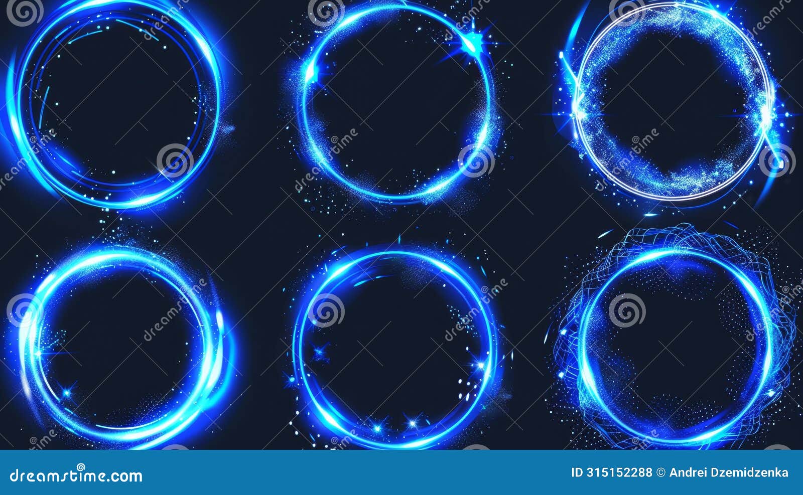 A Set of Blue Circle Frames Isolated on a Transparent Background with ...