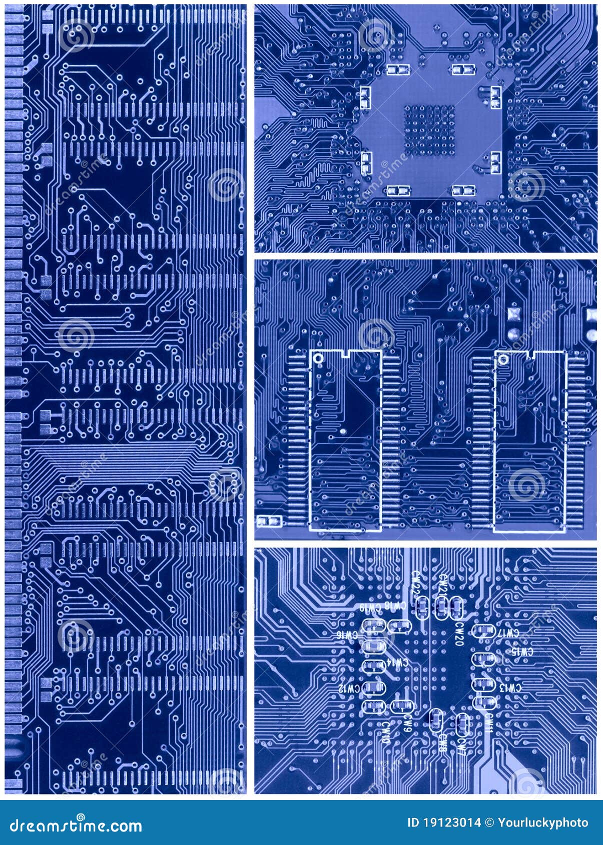 Set of blue circuit boards stock illustration. Illustration of blue ...