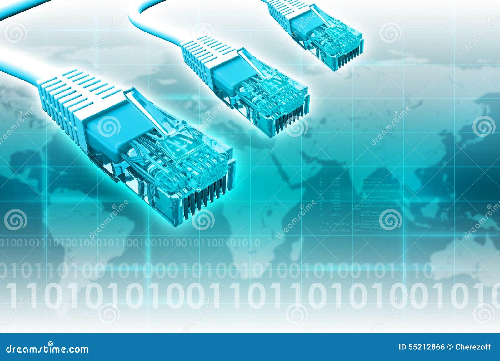Set of Blue Computer Cables Stock Illustration - Illustration of blue ...