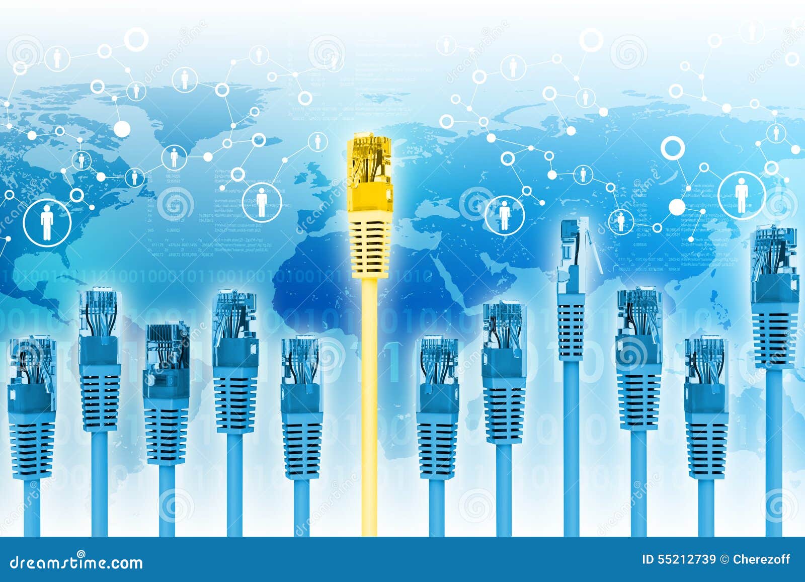 Set of Blue Computer Cables with Golden One Stock Illustration ...