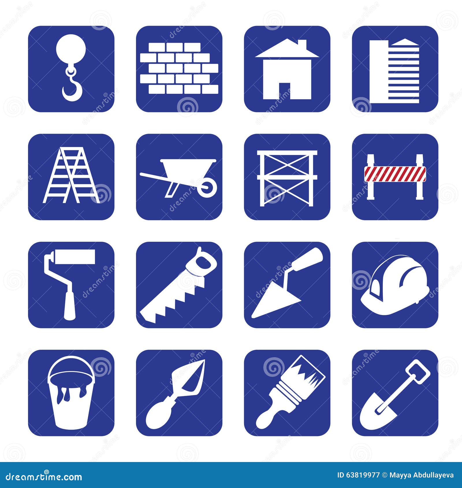 Set of Blue Construction Set Stock Vector - Illustration of concrete ...