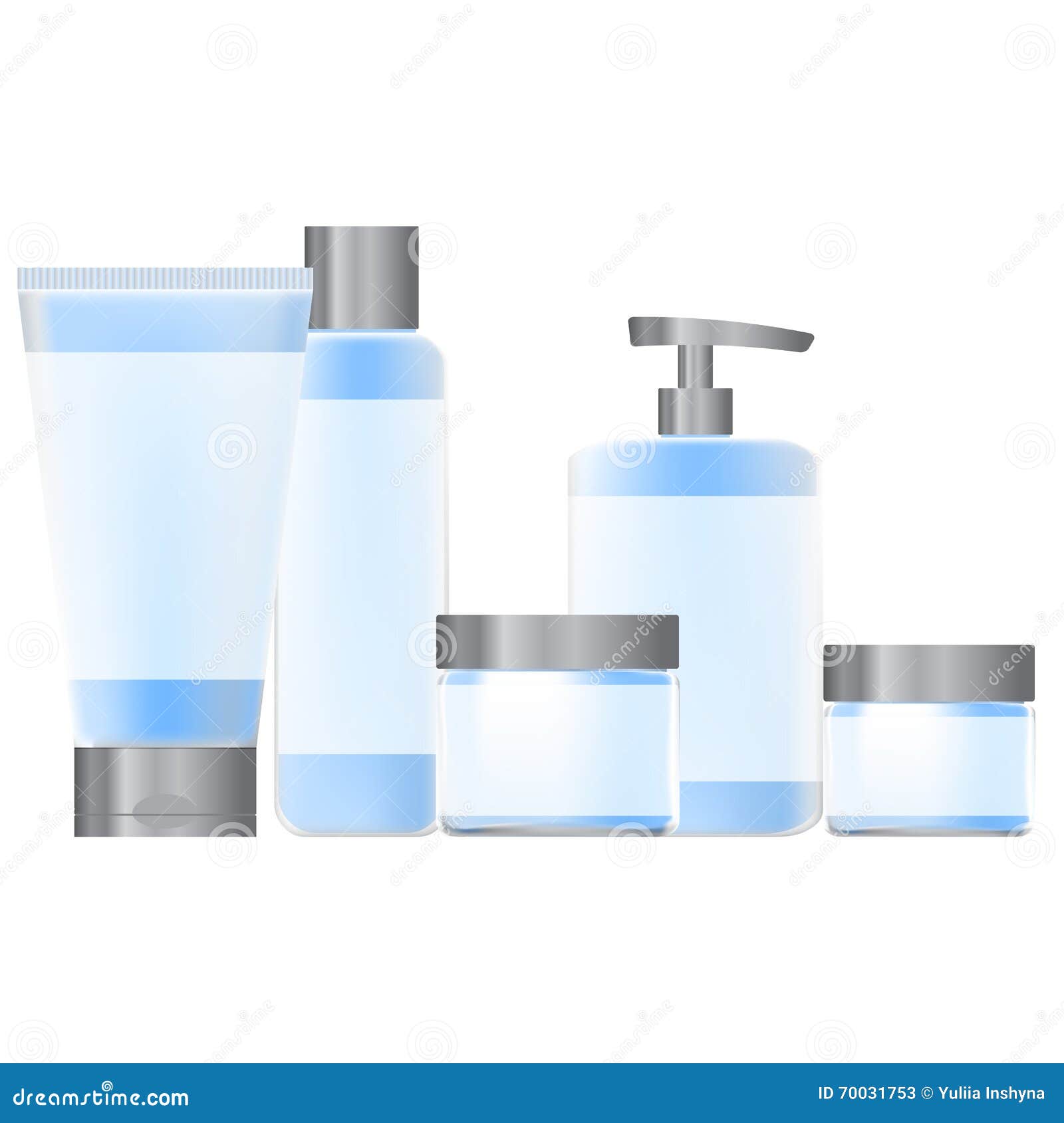 Set of Blue Containers for Cosmetics Stock Vector - Illustration of ...