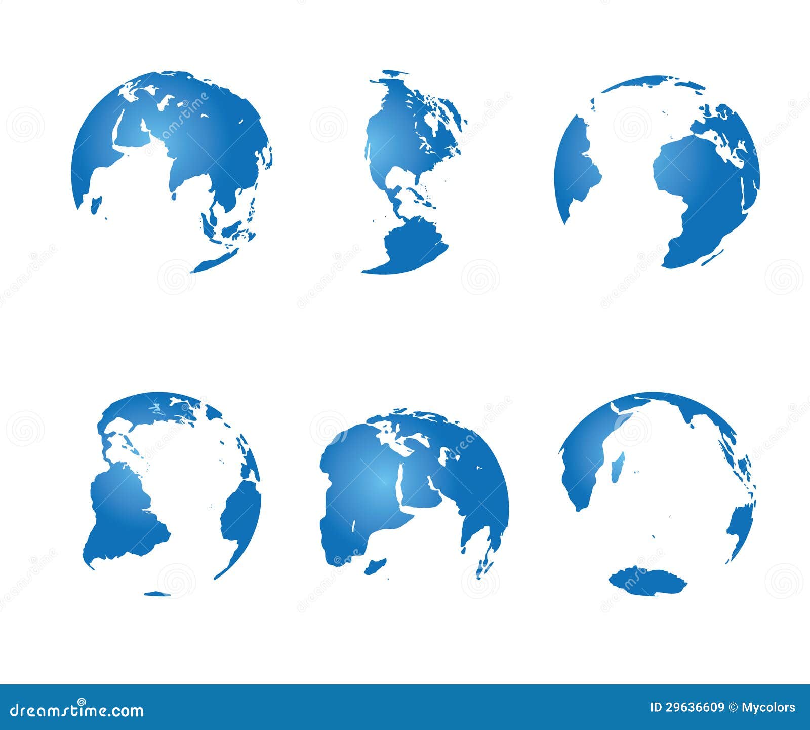 Set - Vector Blue Continents Stock Vector - Illustration of europe ...
