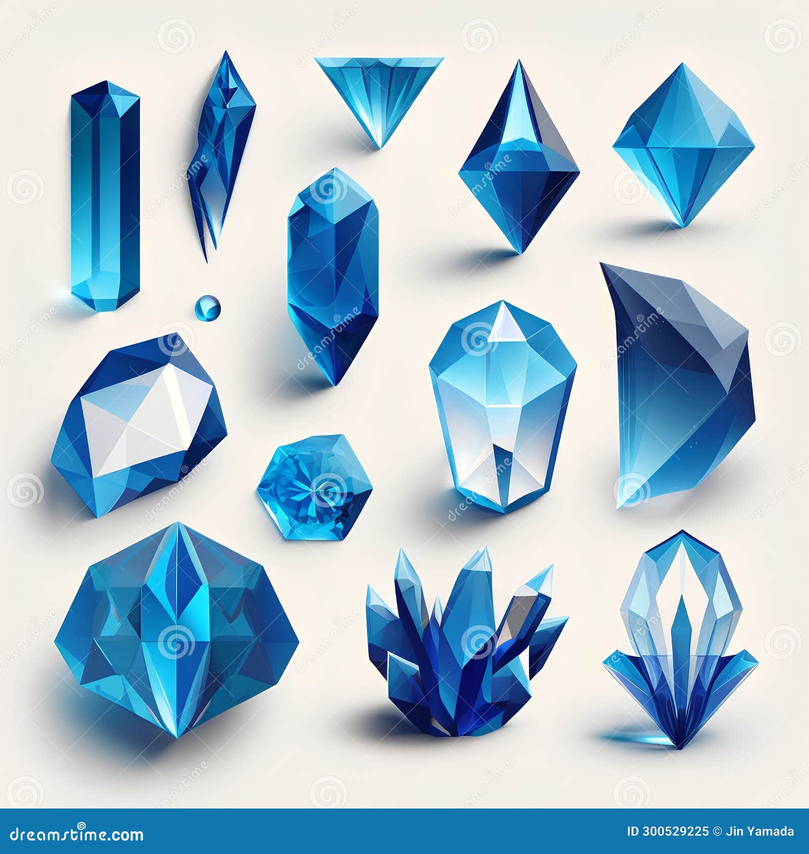 Set of Blue Crystals on White Background. Vector 3d Illustration Stock ...