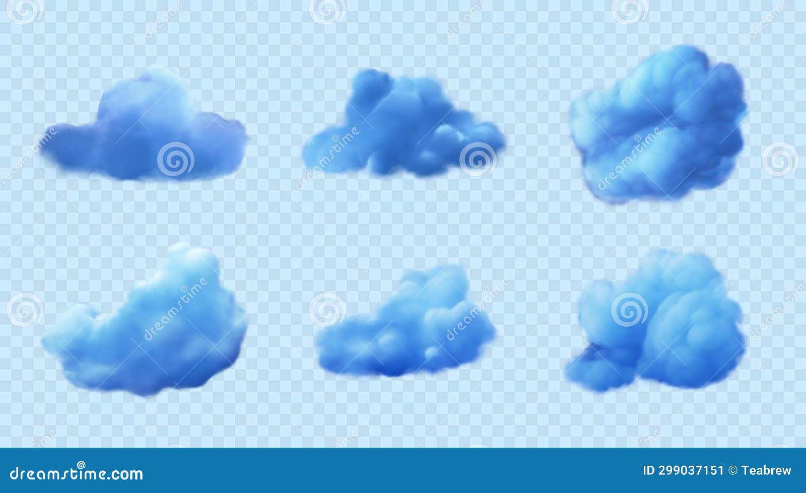 Set of Blue Cumulus Clouds. Vector Design Elements. Stock Vector ...