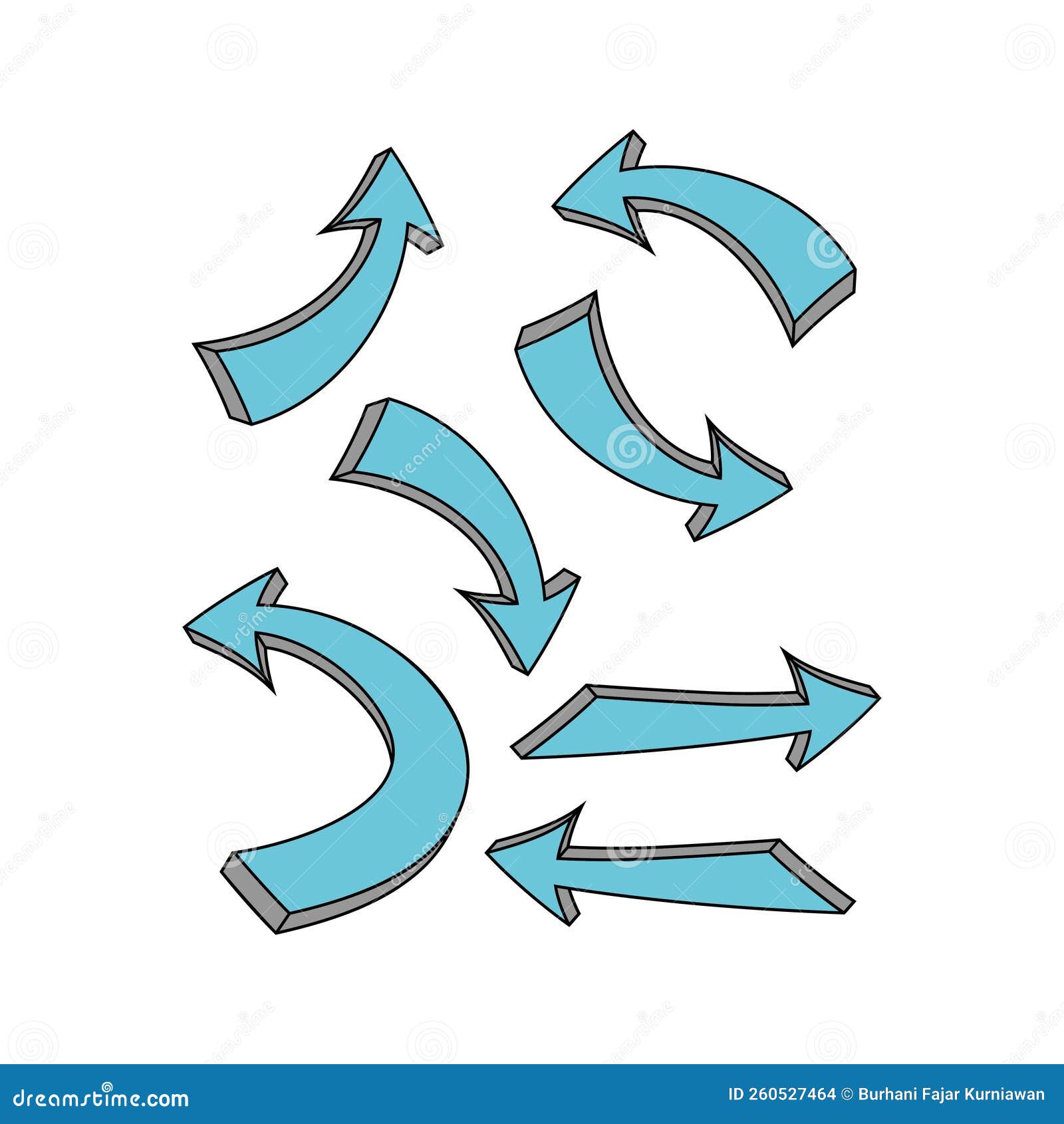 Set of Blue 3d Digital Arrow Vector Illustration Stock Vector ...