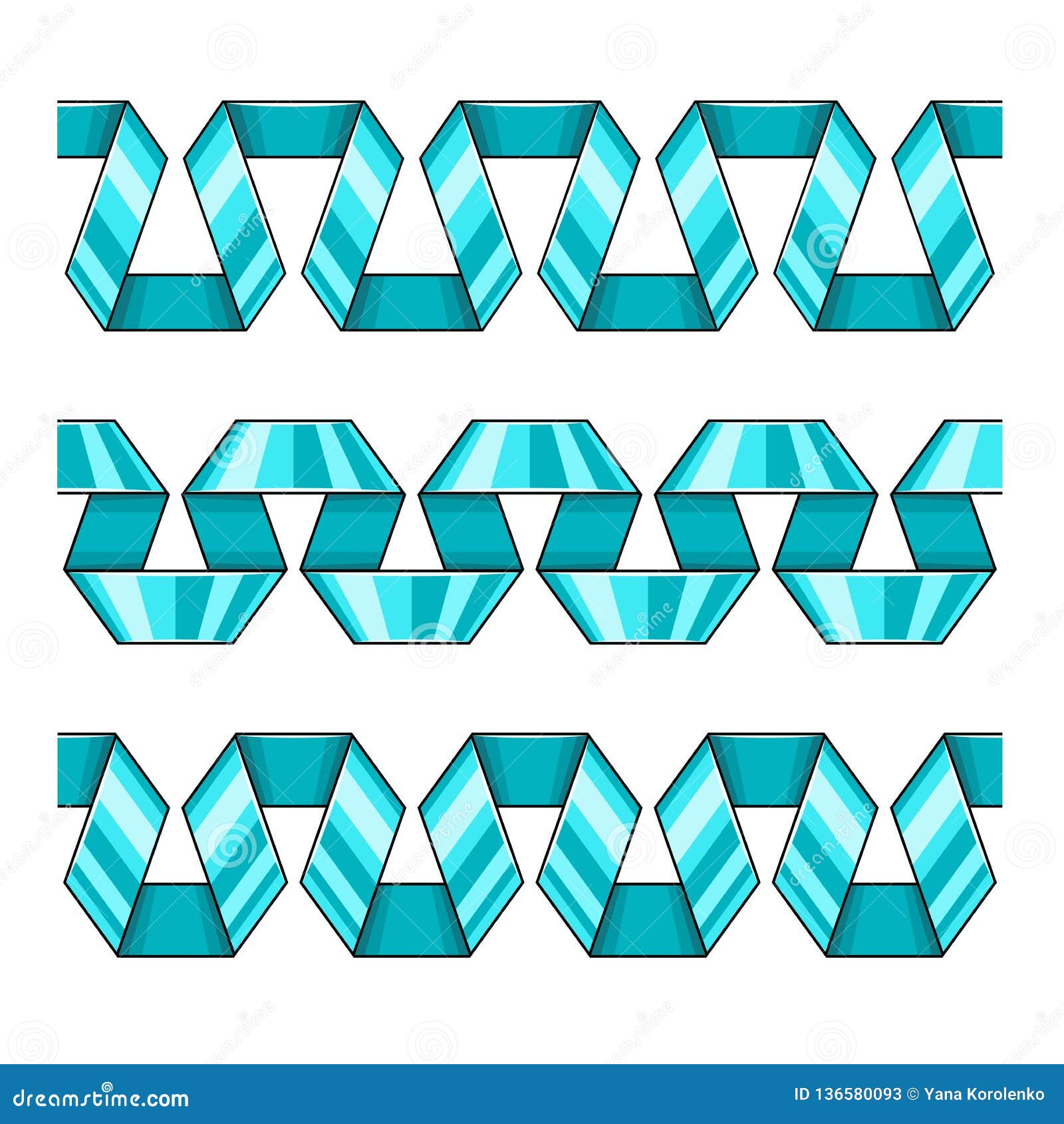 Set of Blue Decorative Ribbons Borders. Vector Illustration. Stock ...