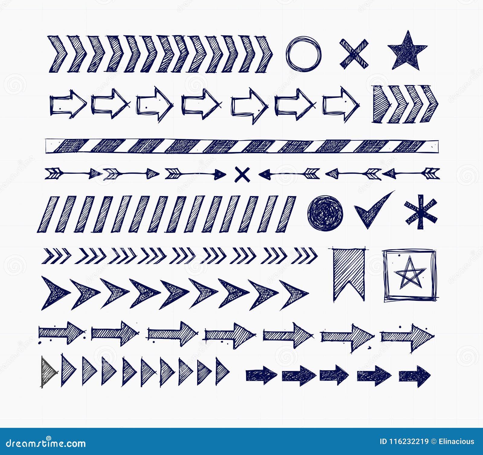 Set of Blue Doodle Arrow Dividers, Pointers, Danger Tape and Design ...