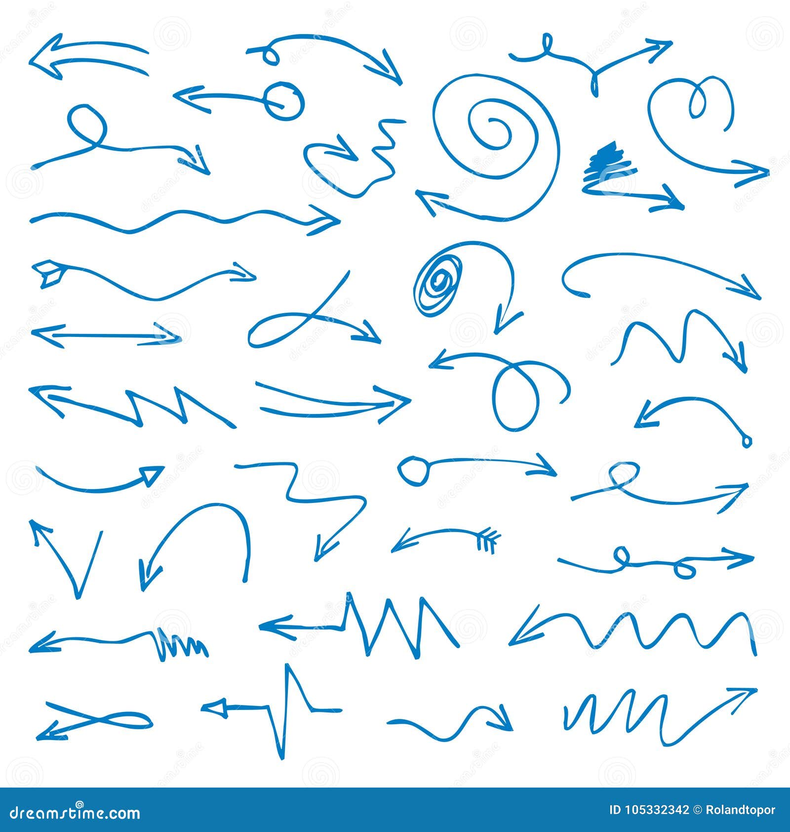 Set Blue Drawing Arrows. Vector Illustration. Stock Illustration ...
