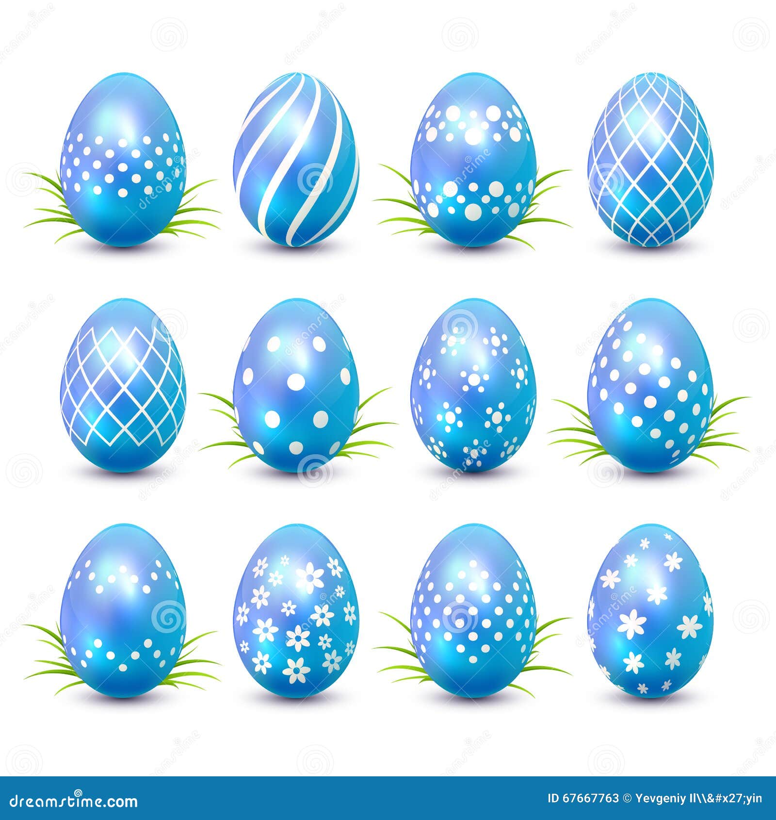 Set of blue Easter eggs stock vector. Illustration of colored - 67667763