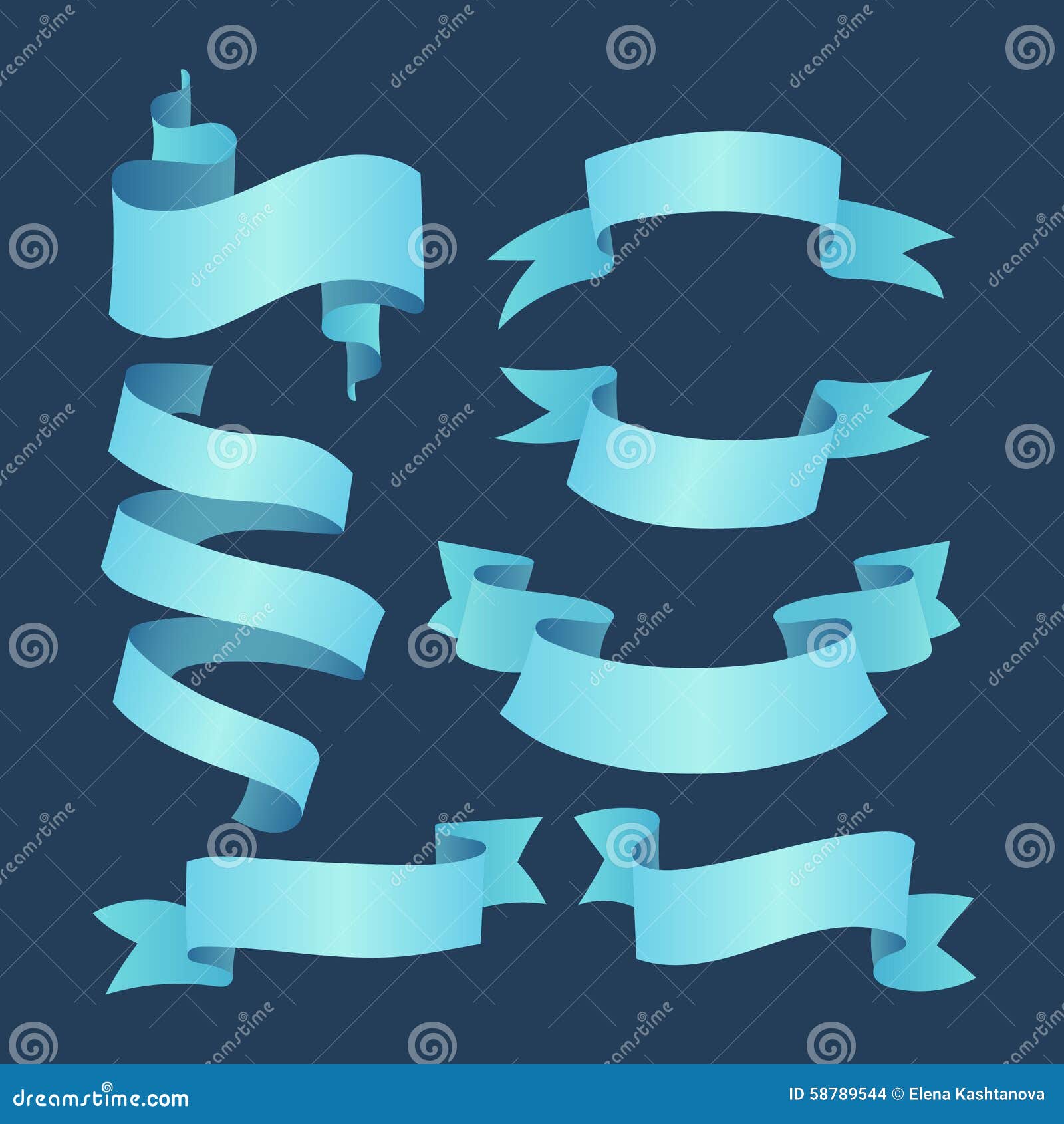 Set of Blue Elegant Ribbons. Stock Vector - Illustration of design ...