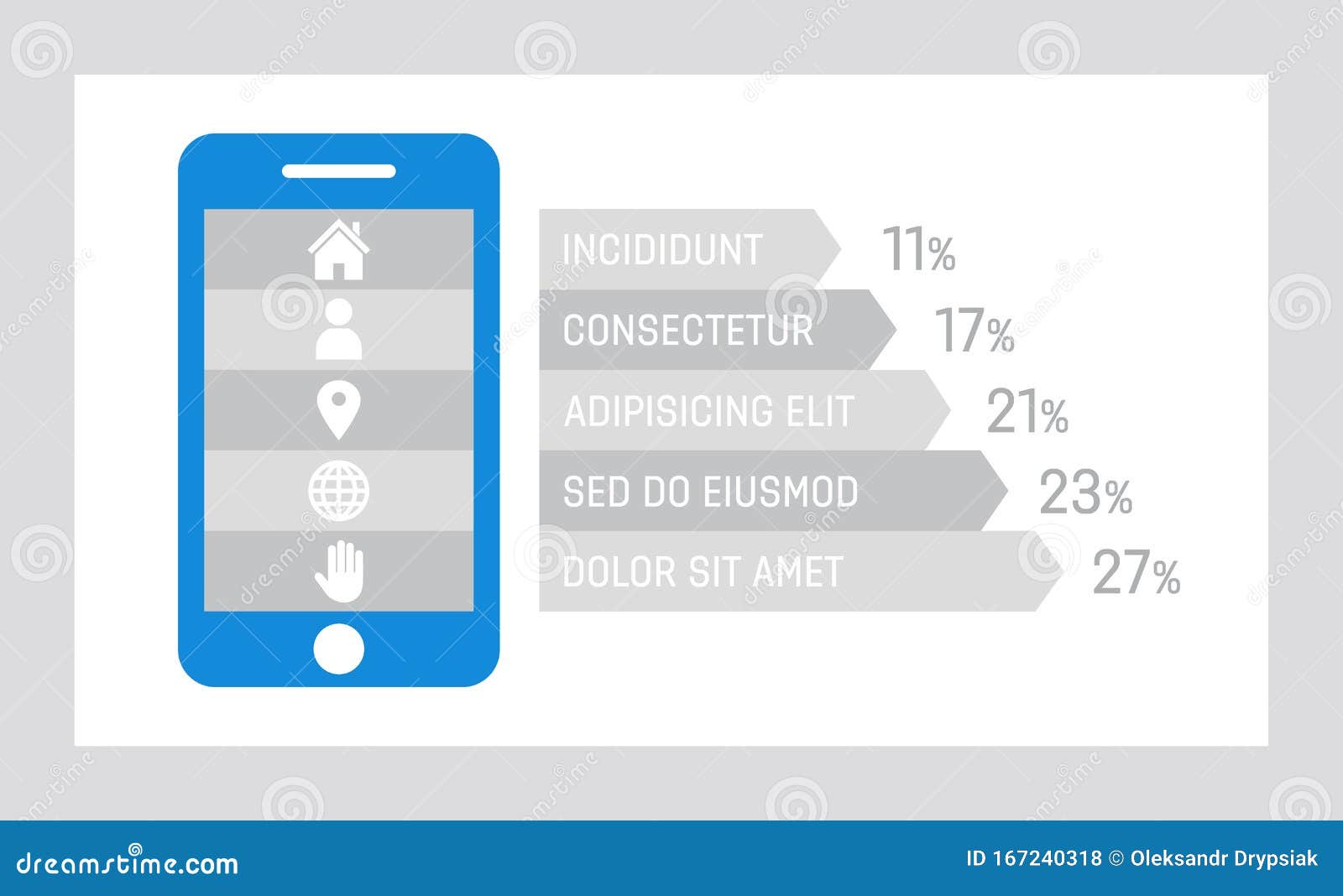 Set of Blue Elements for Infographic Presentation Slides with Charts ...