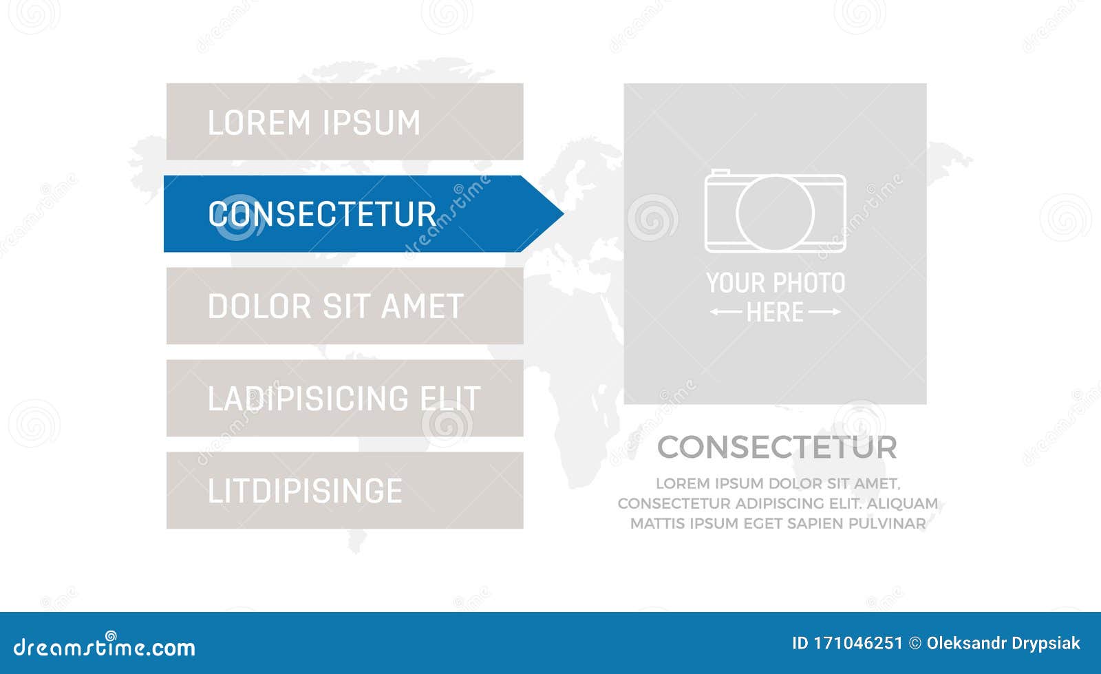 Set of Blue Elements for Infographic with World Map Presentation Slides ...