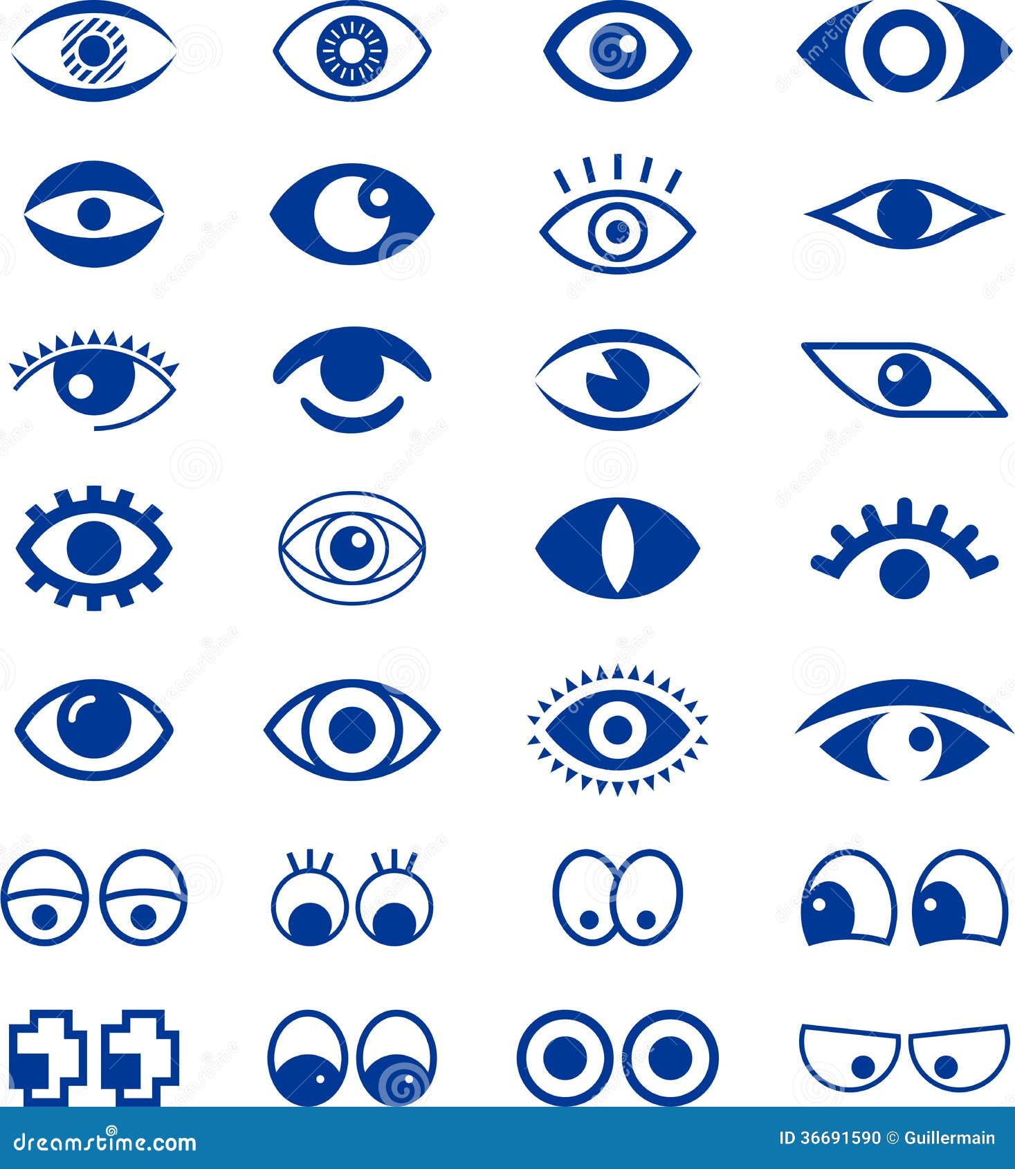 Set of blue eye signs stock vector. Illustration of comical - 36691590