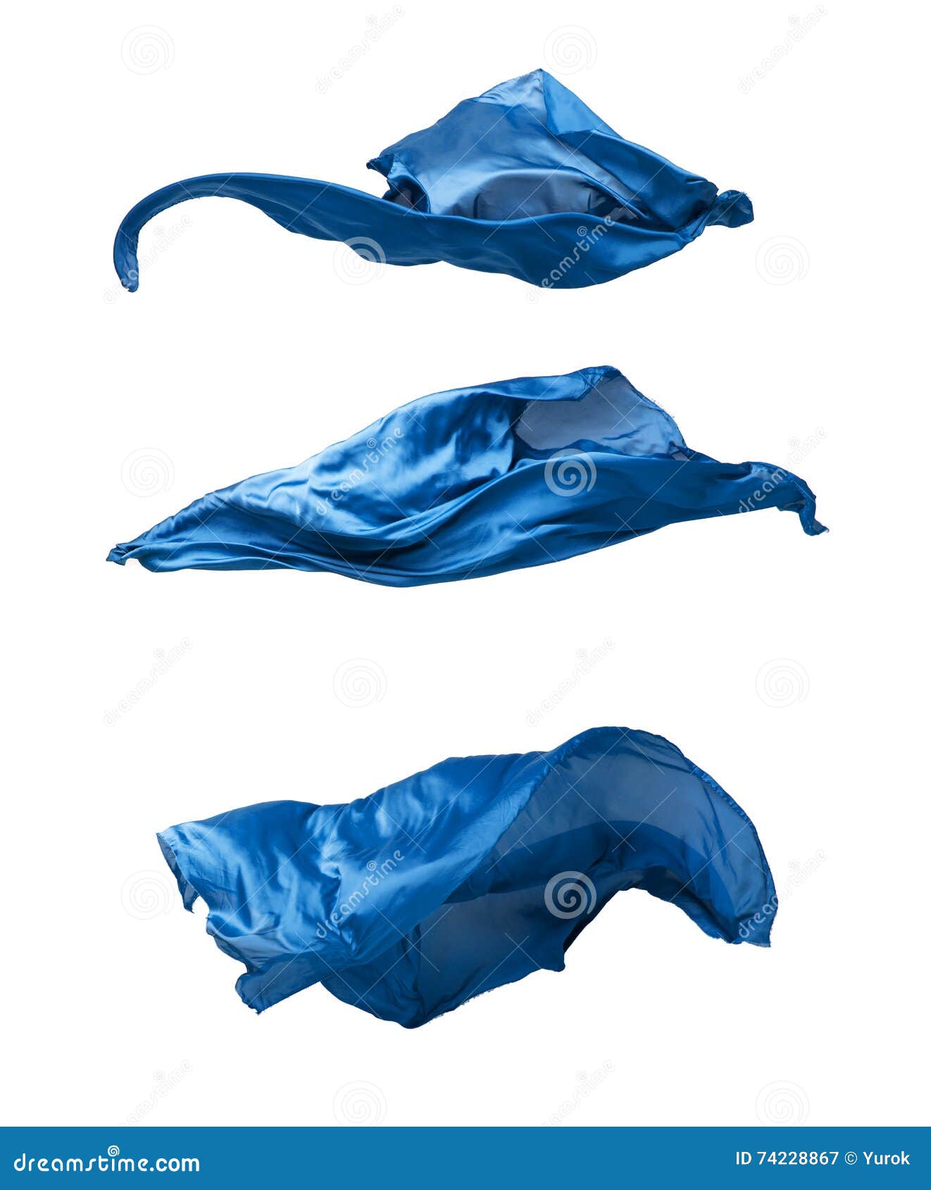 Set of Blue Fabric in Motion Stock Image - Image of form, textile: 74228867