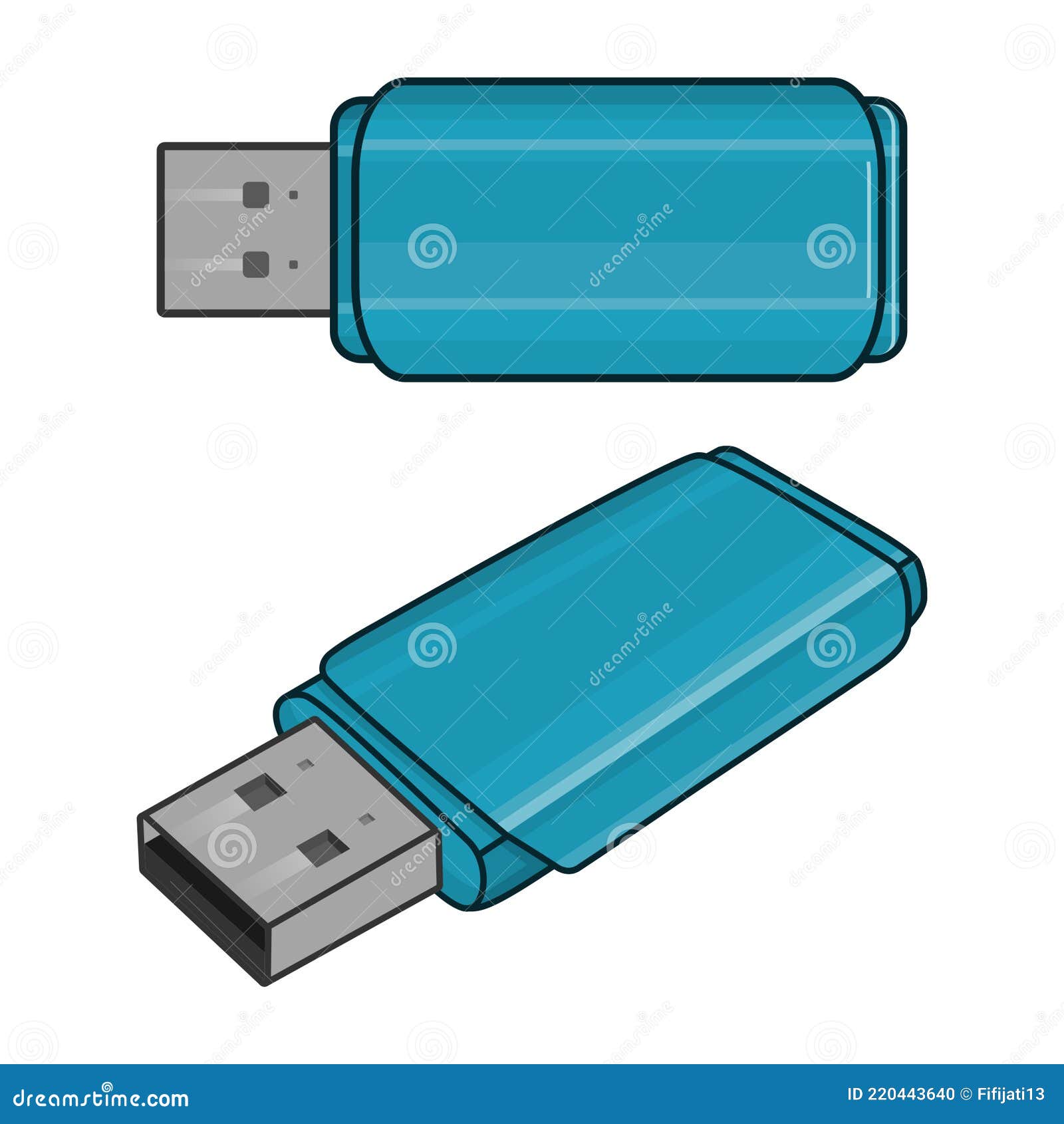 Set of Blue Flash Disk Isolated on White Background Stock Vector ...